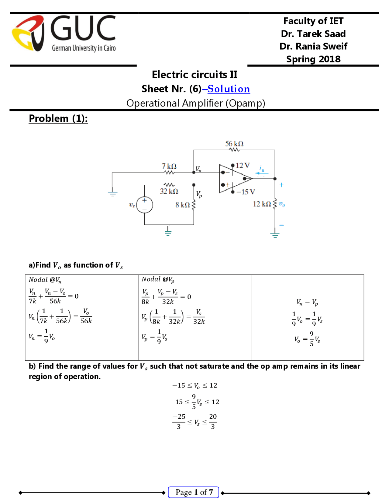 Electric circuits 2 sheet 6 - Docsity