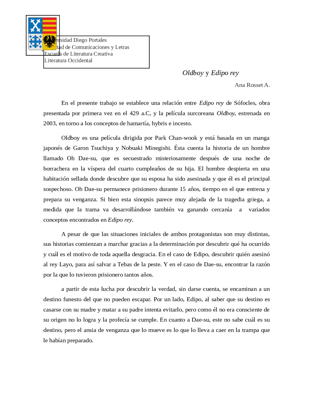 Edipo rey como hipotexto de Old boy | Monografías, Ensayos de ...