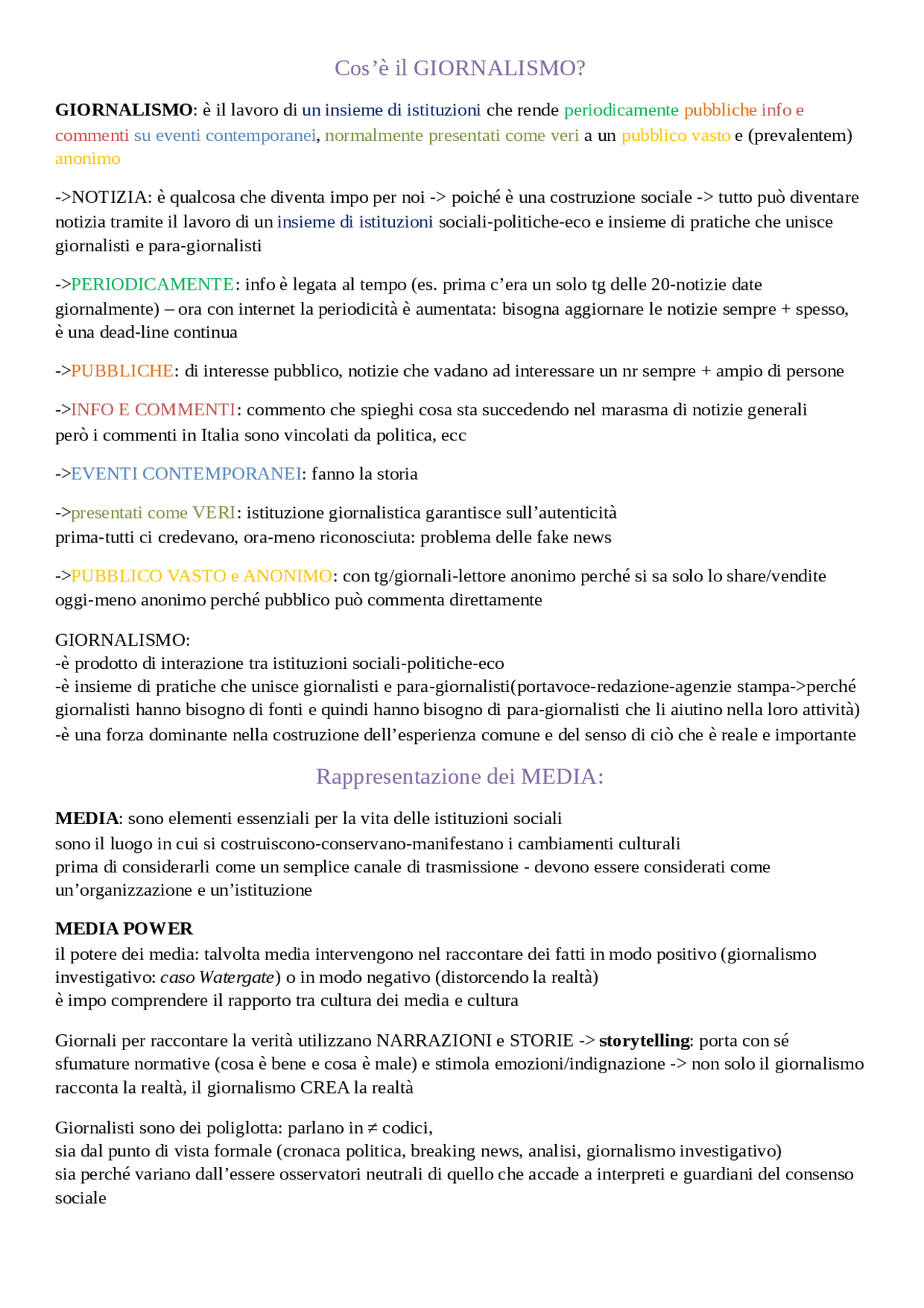 Riassunto Giornalismo Ibrido Di Sergio Splendore Docsity