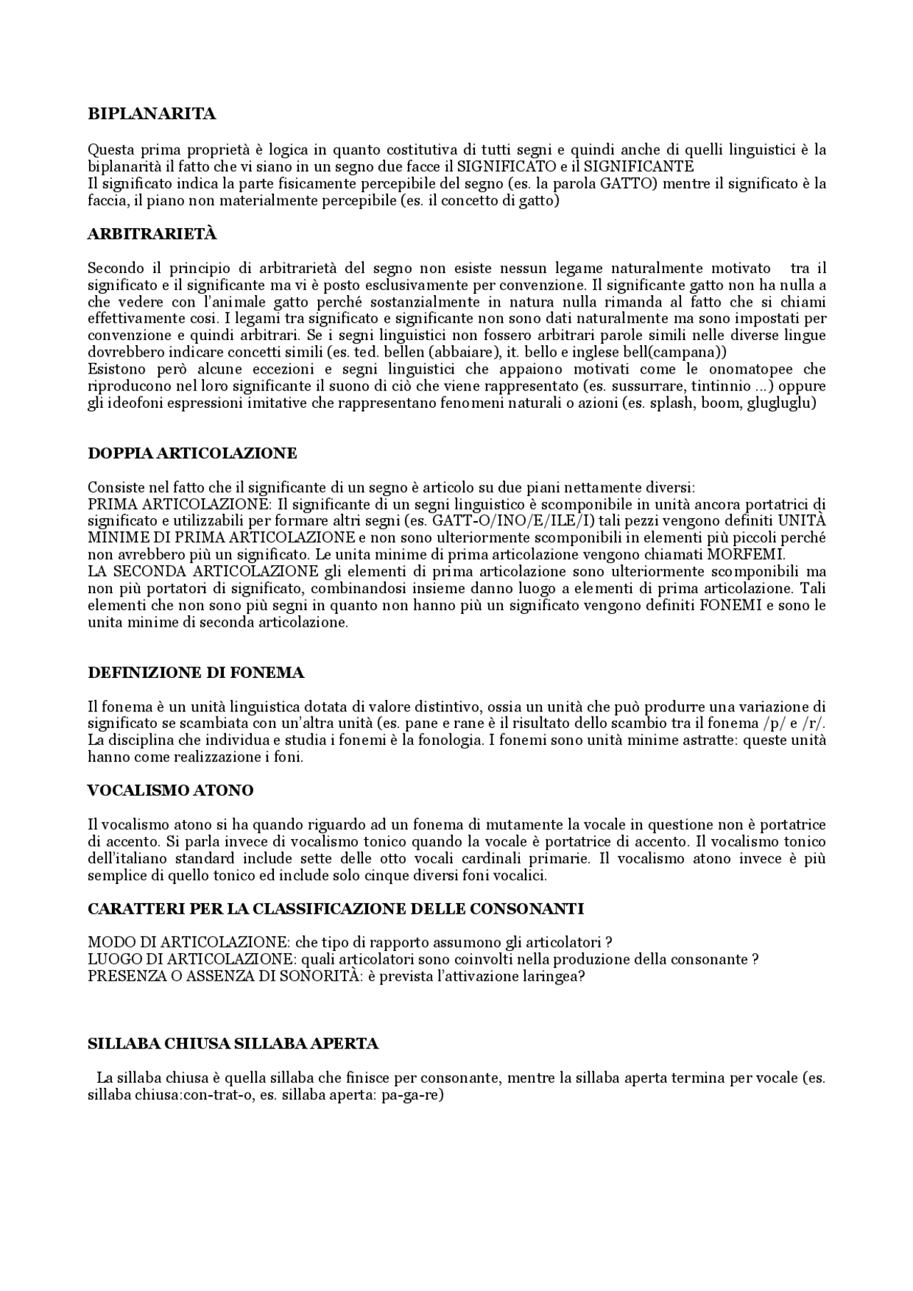 Riassunto Linguistica Docsity