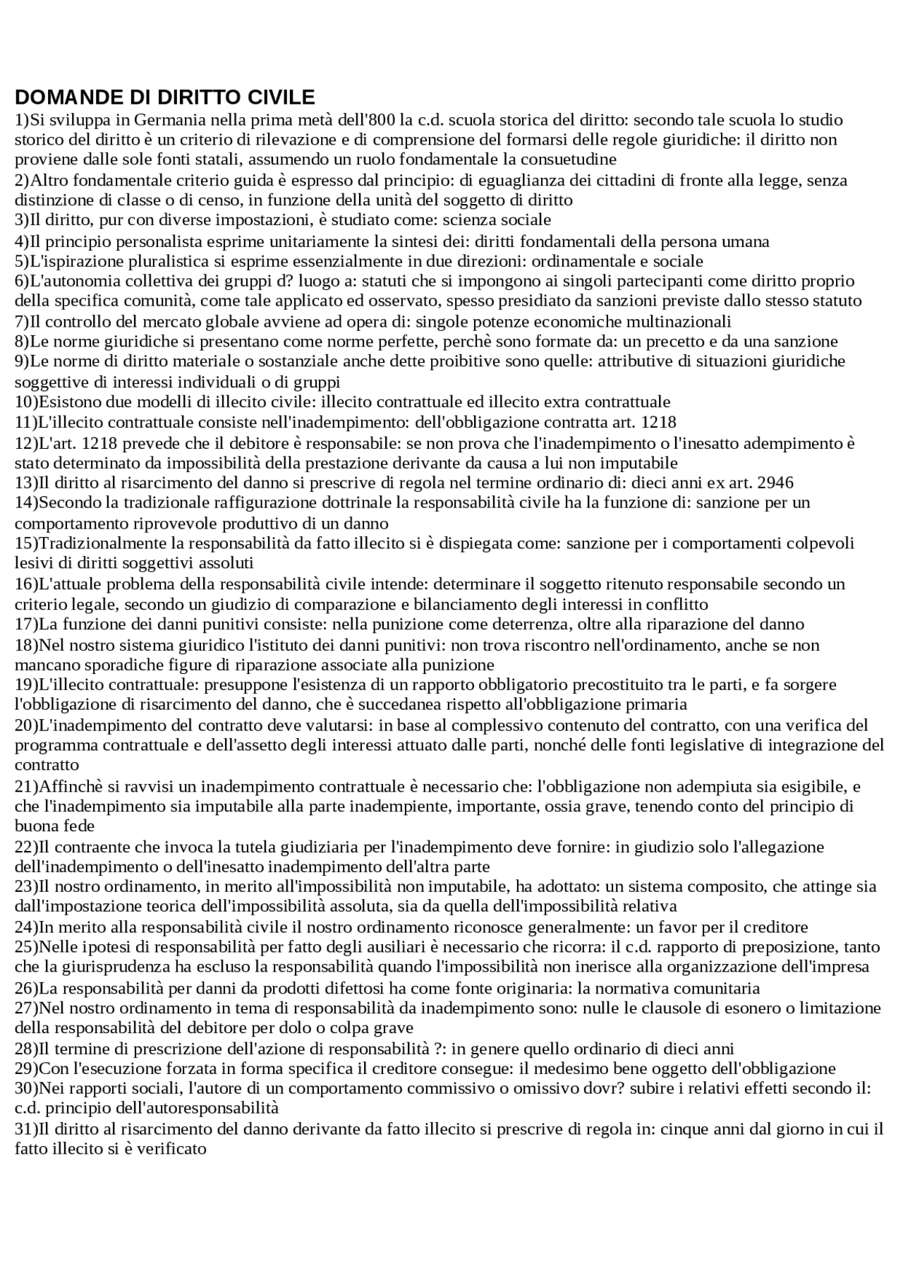 Diritto Civile Uni Pegaso Docsity