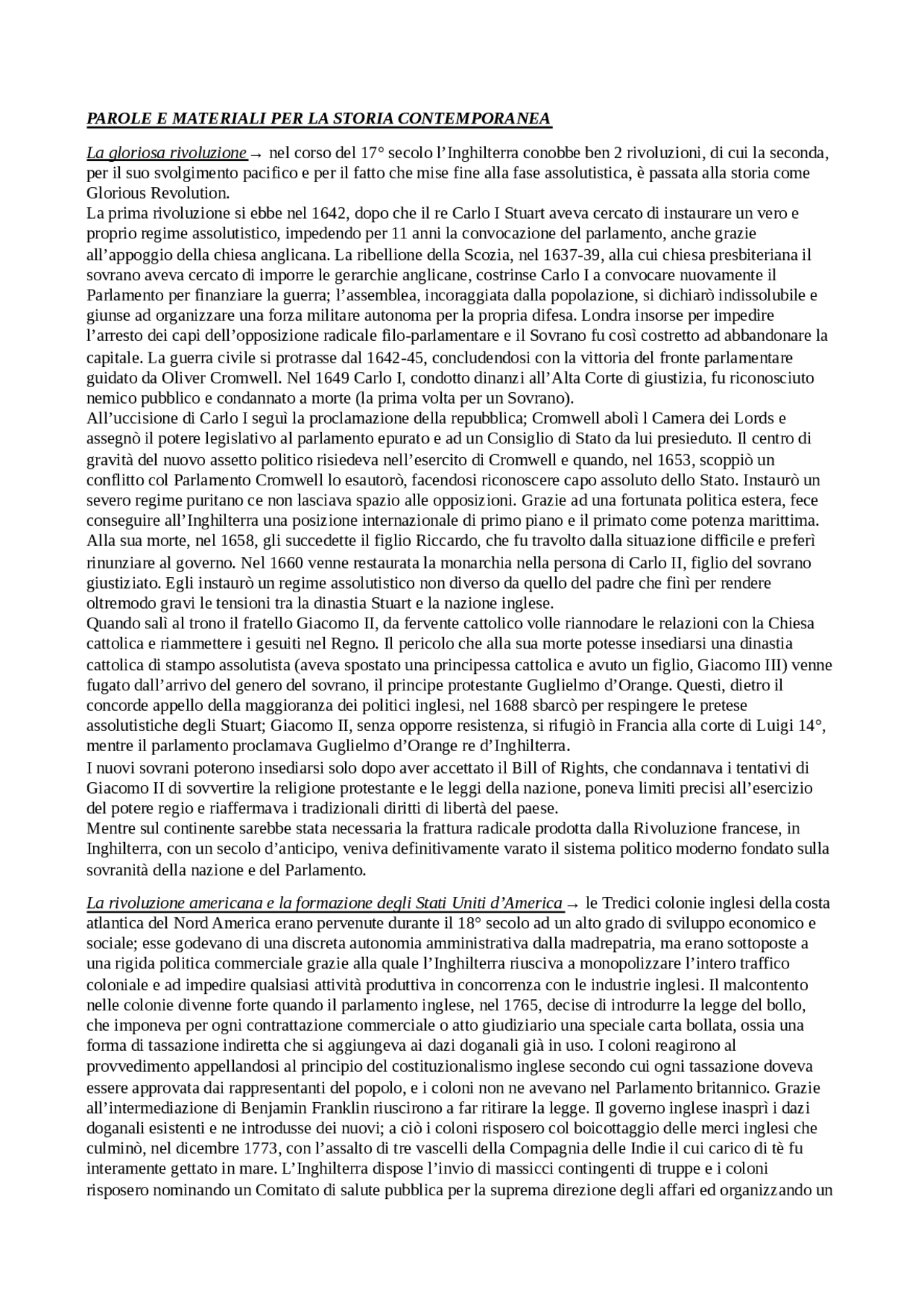Riassunto Parole E Materiali Docsity