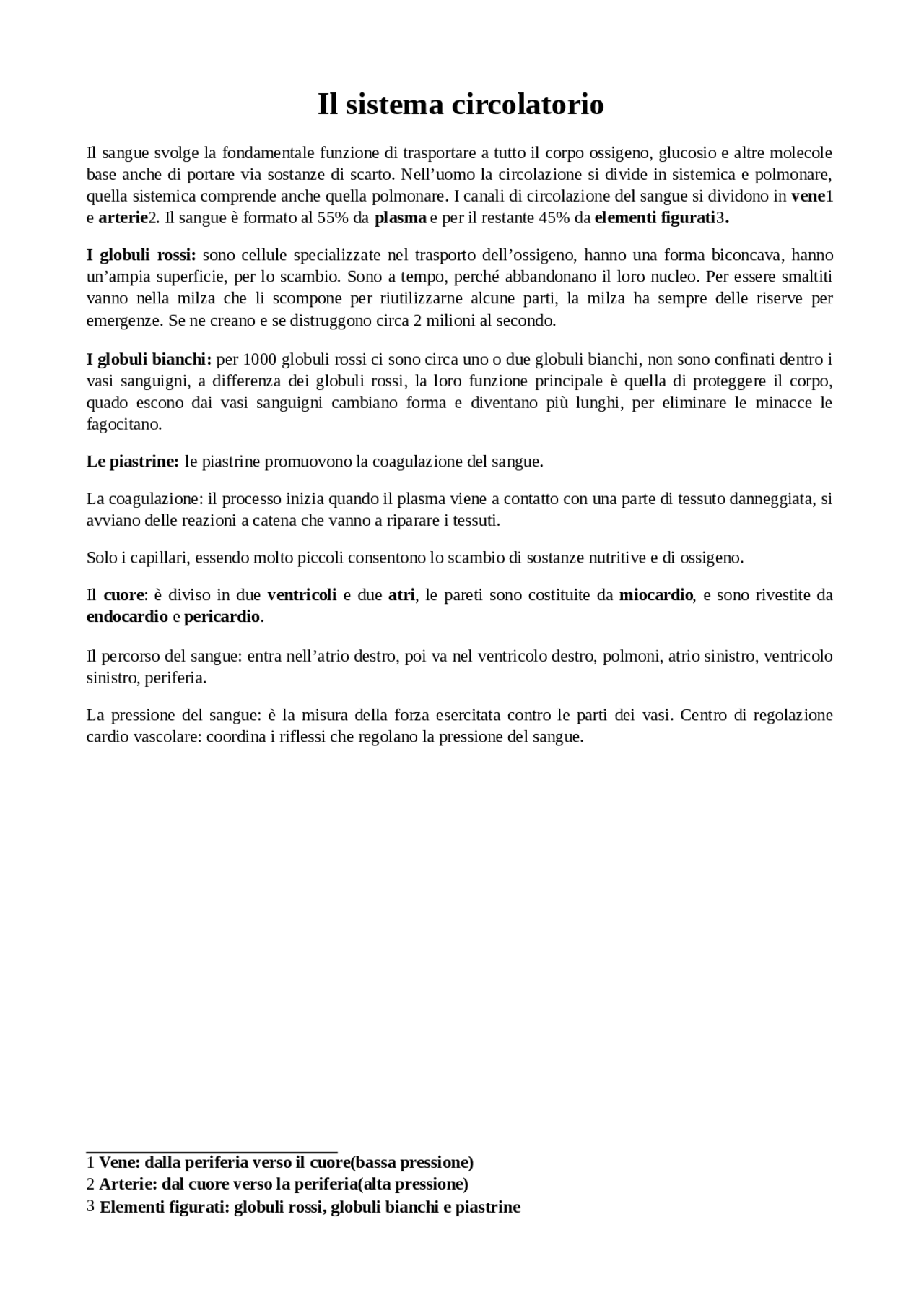 Il Sistema Circolatorio Docsity