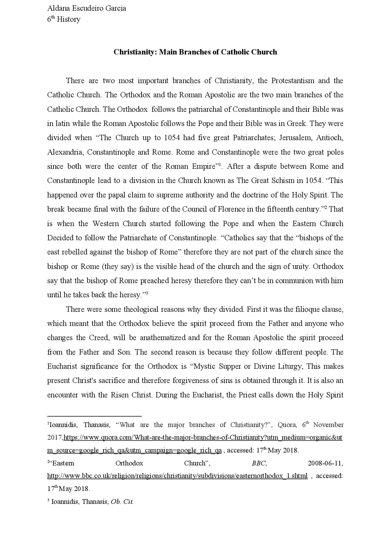 Main branches of catholic church - Docsity