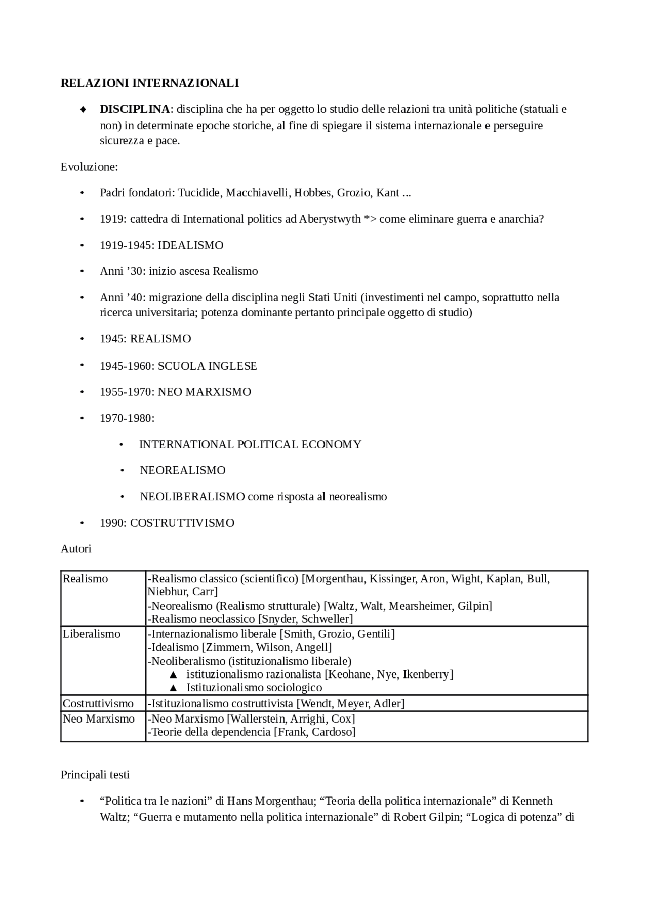 Relazioni Internazionali Parsi Docsity