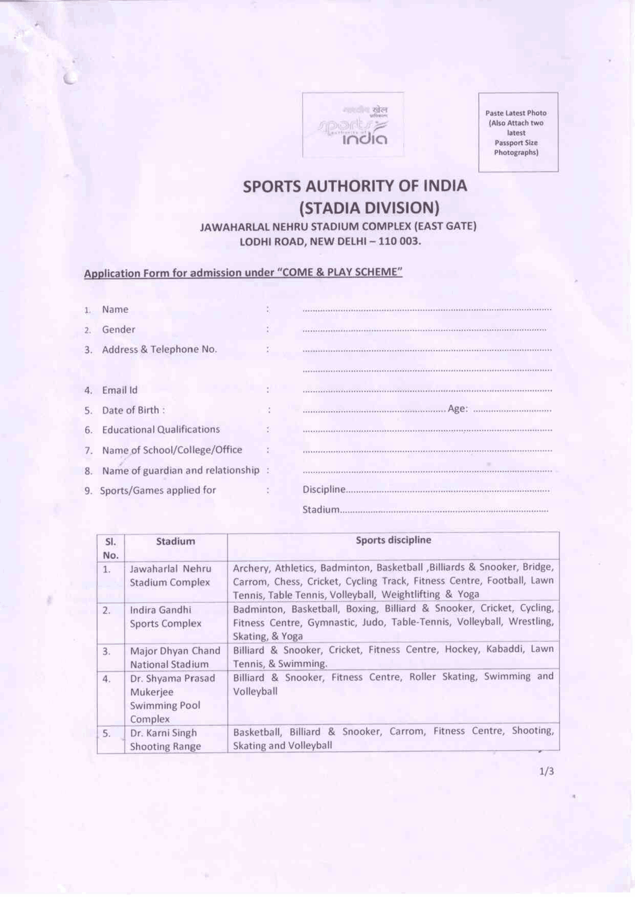 Application join sai - Docsity