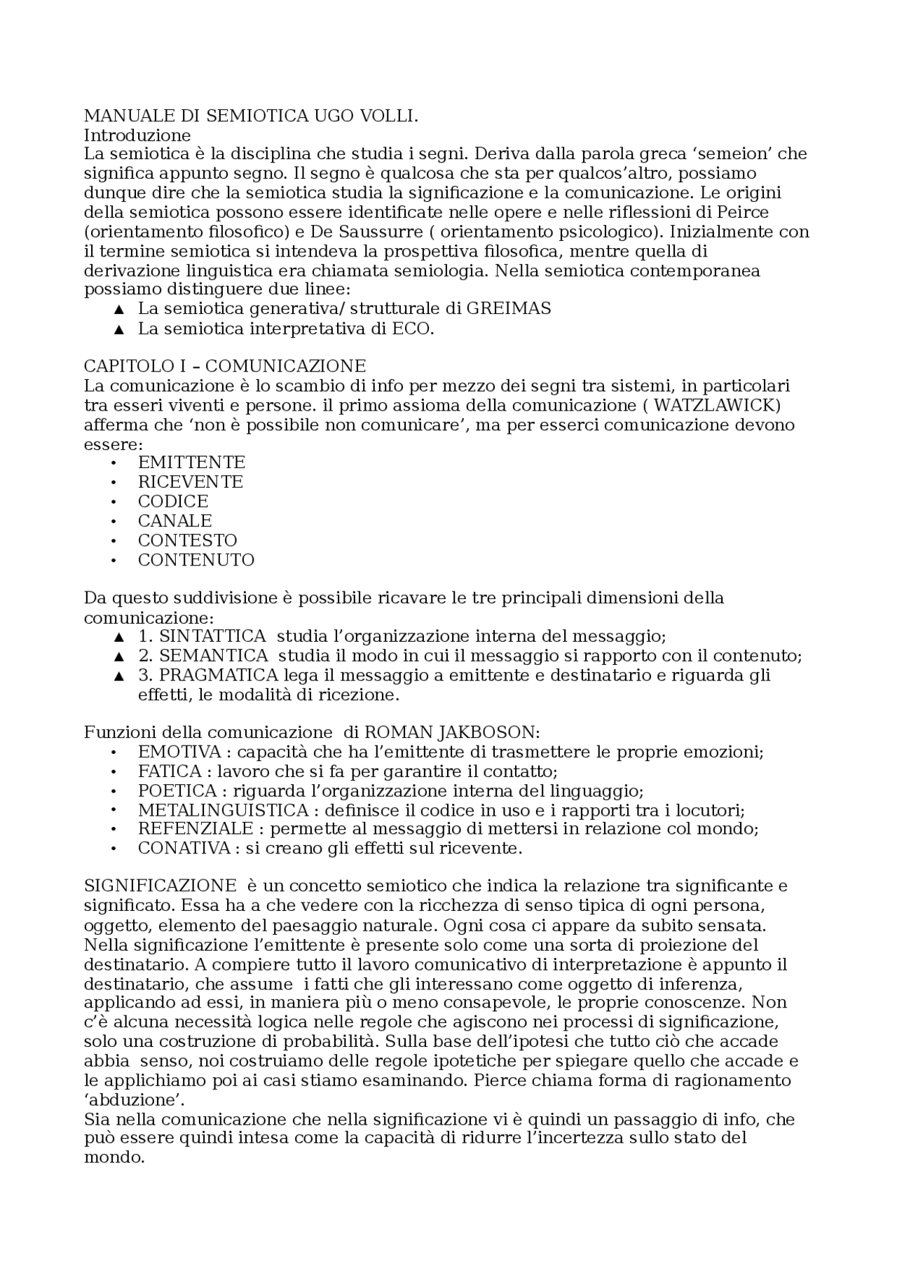Manuale Di Semiotica Di Volli Docsity
