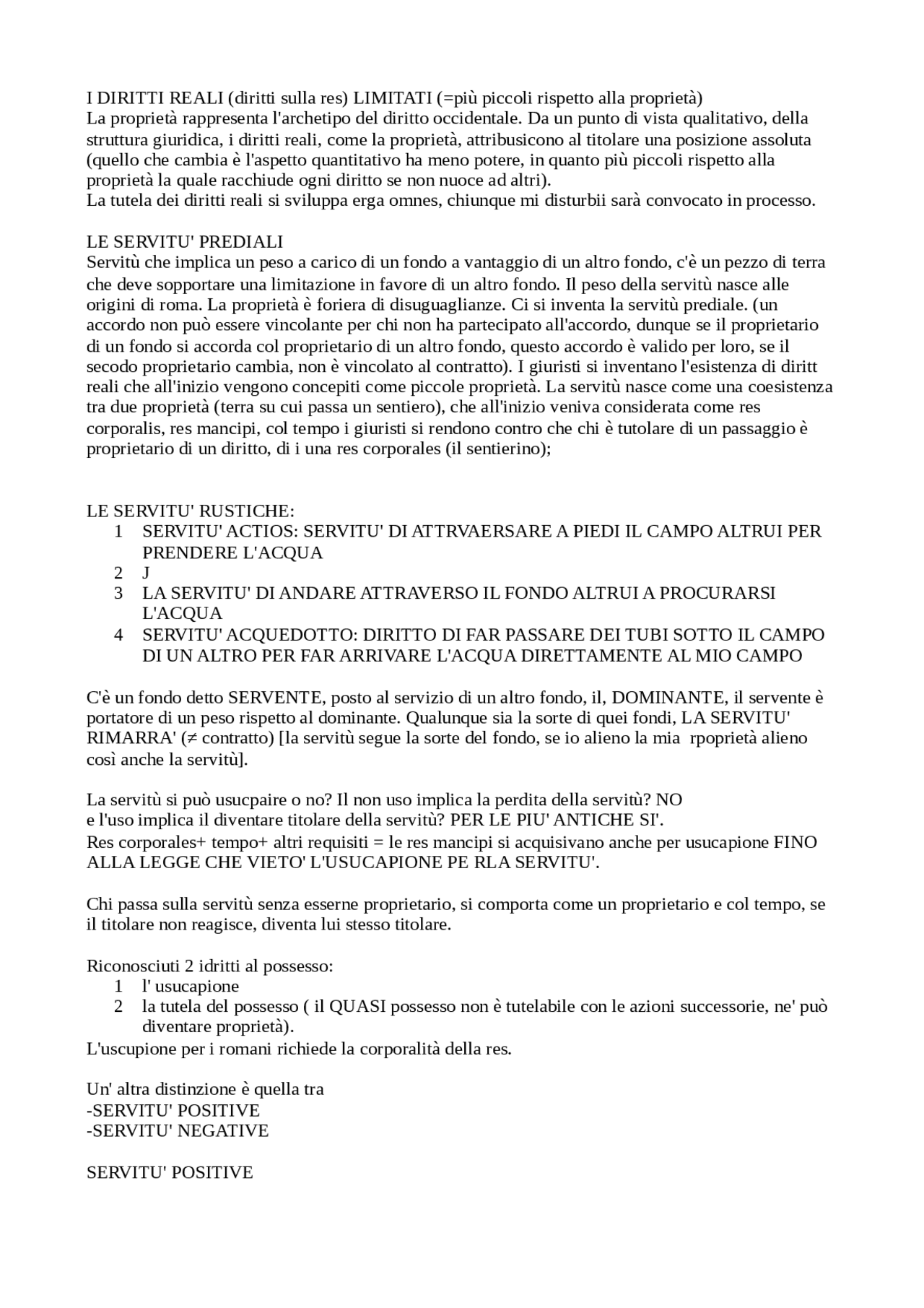 Diritto Romano Usucapione E Usufrutto Docsity