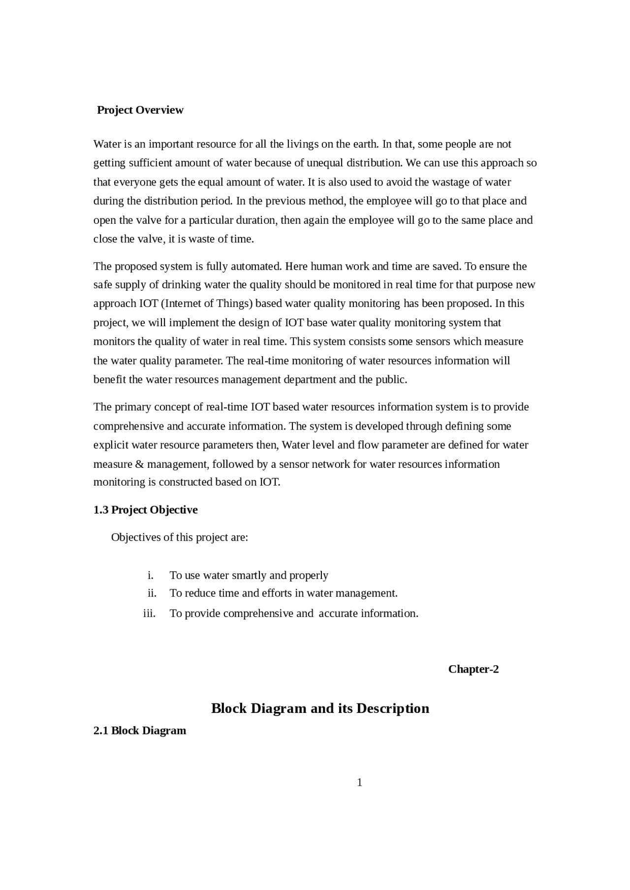 Water Management Project Docsity