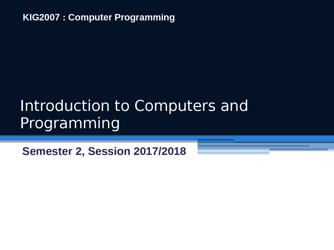 Introduction To Programming Docsity