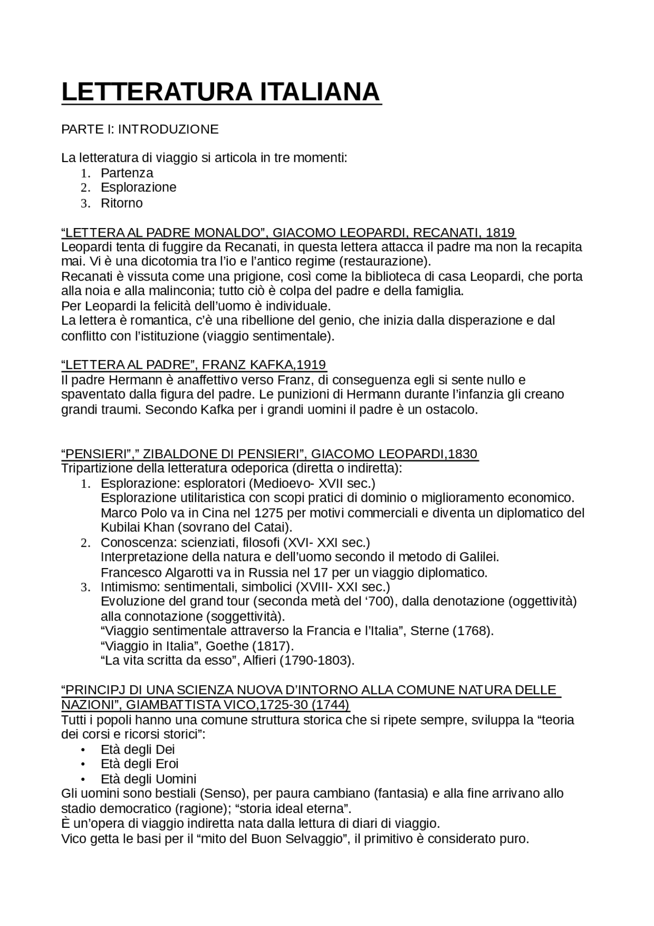 Letteratura Italiana | Prove d'esame di Letteratura Italiana | Docsity