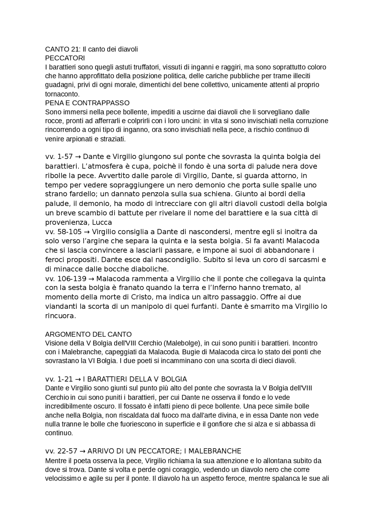 Canto 21, Inferno, Divina Commedia, Dante | Sintesi del corso di ...