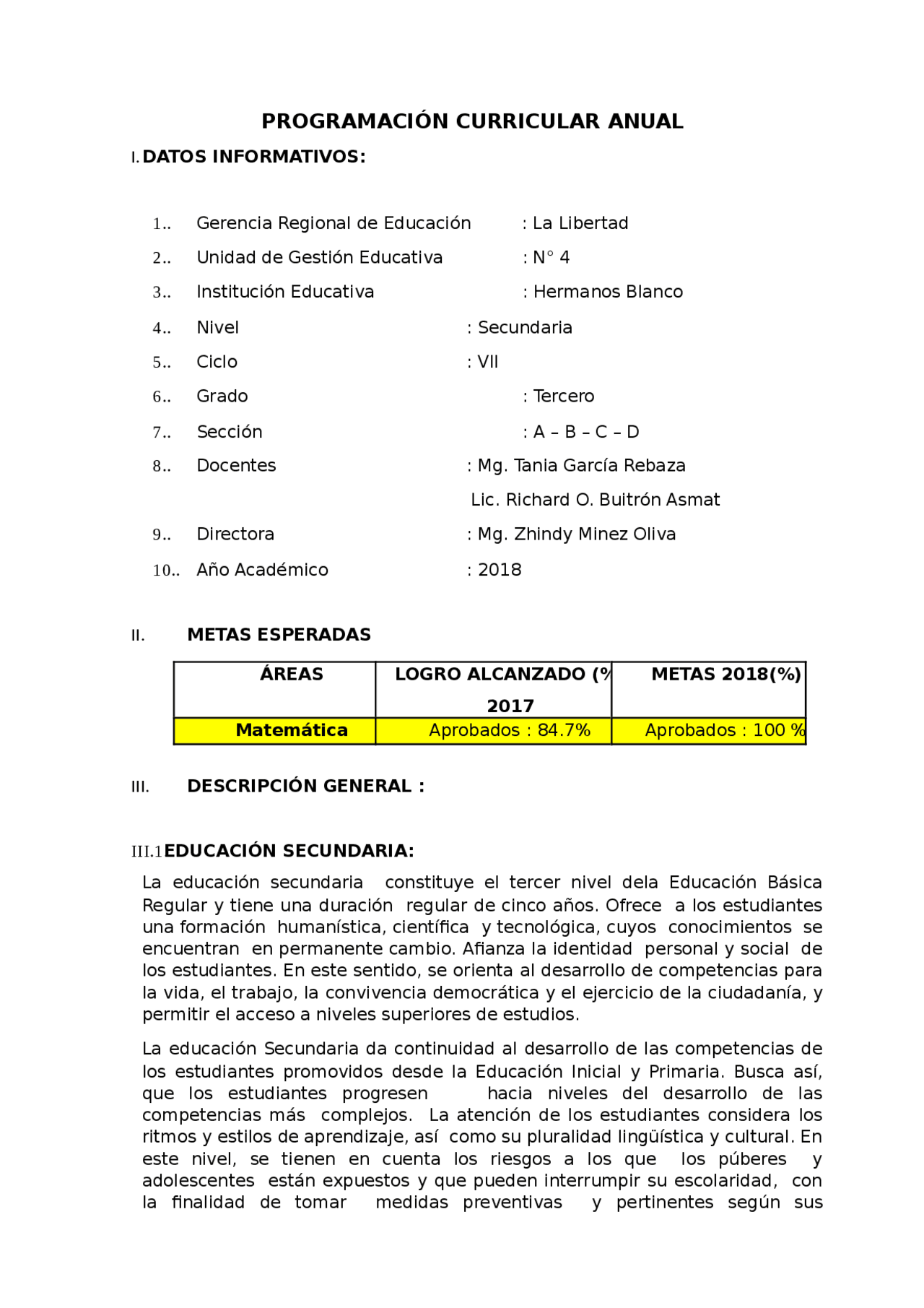 Programacion de tercero - Docsity
