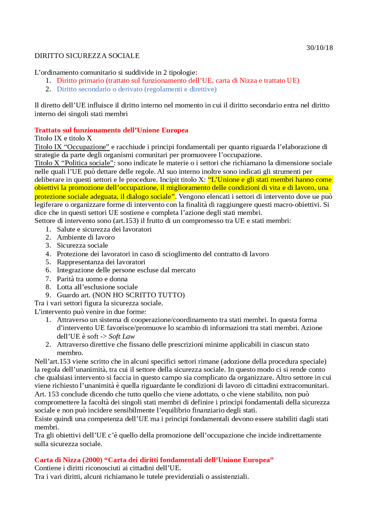 Appunti Diritto Della Sicurezza Sociale Docsity