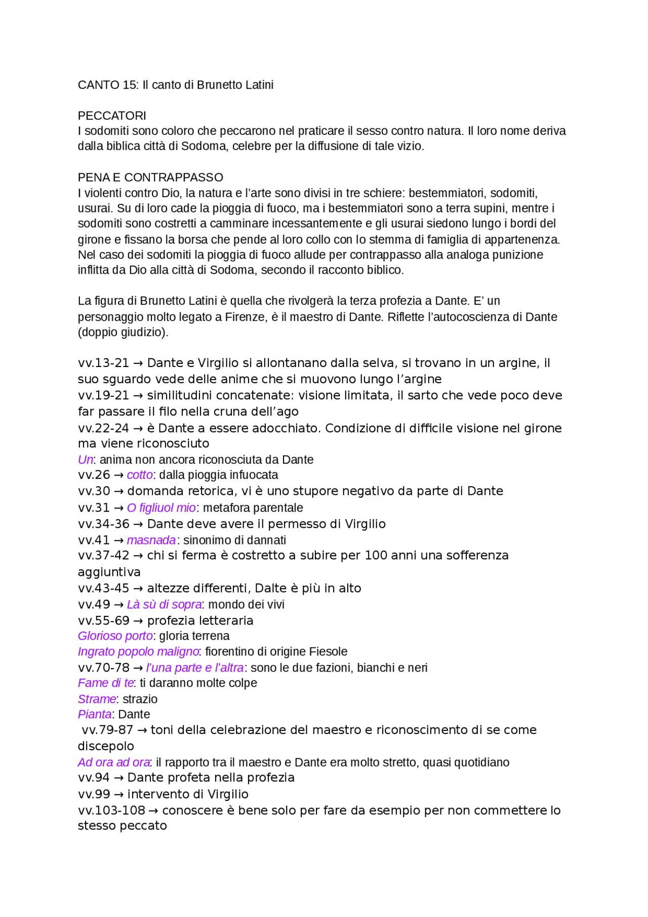 Canto 15, Inferno, Divina Commedia, Dante - Docsity