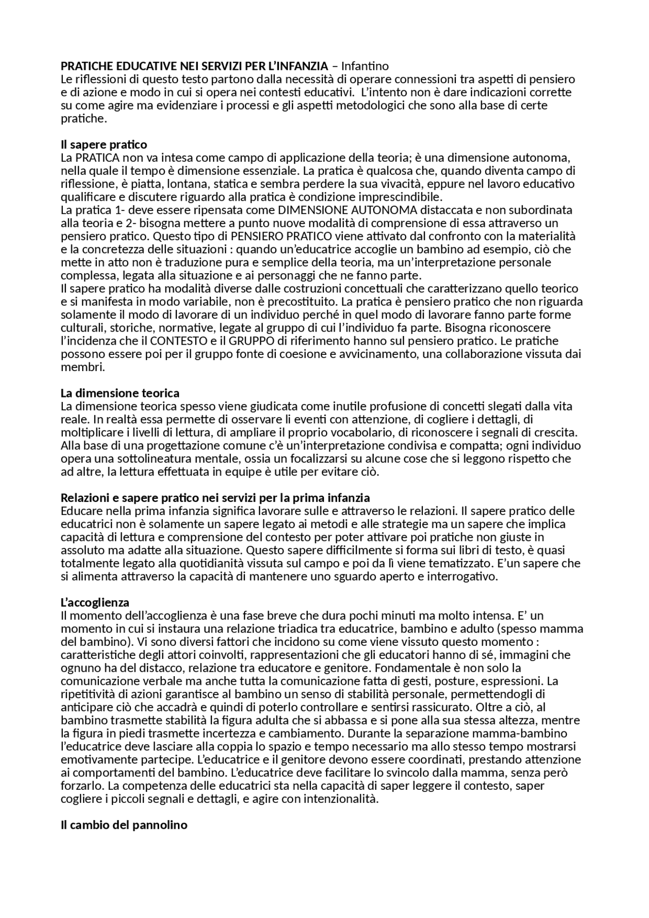 Pratiche Nei Servizi Per Linfanzia Infantino Docsity