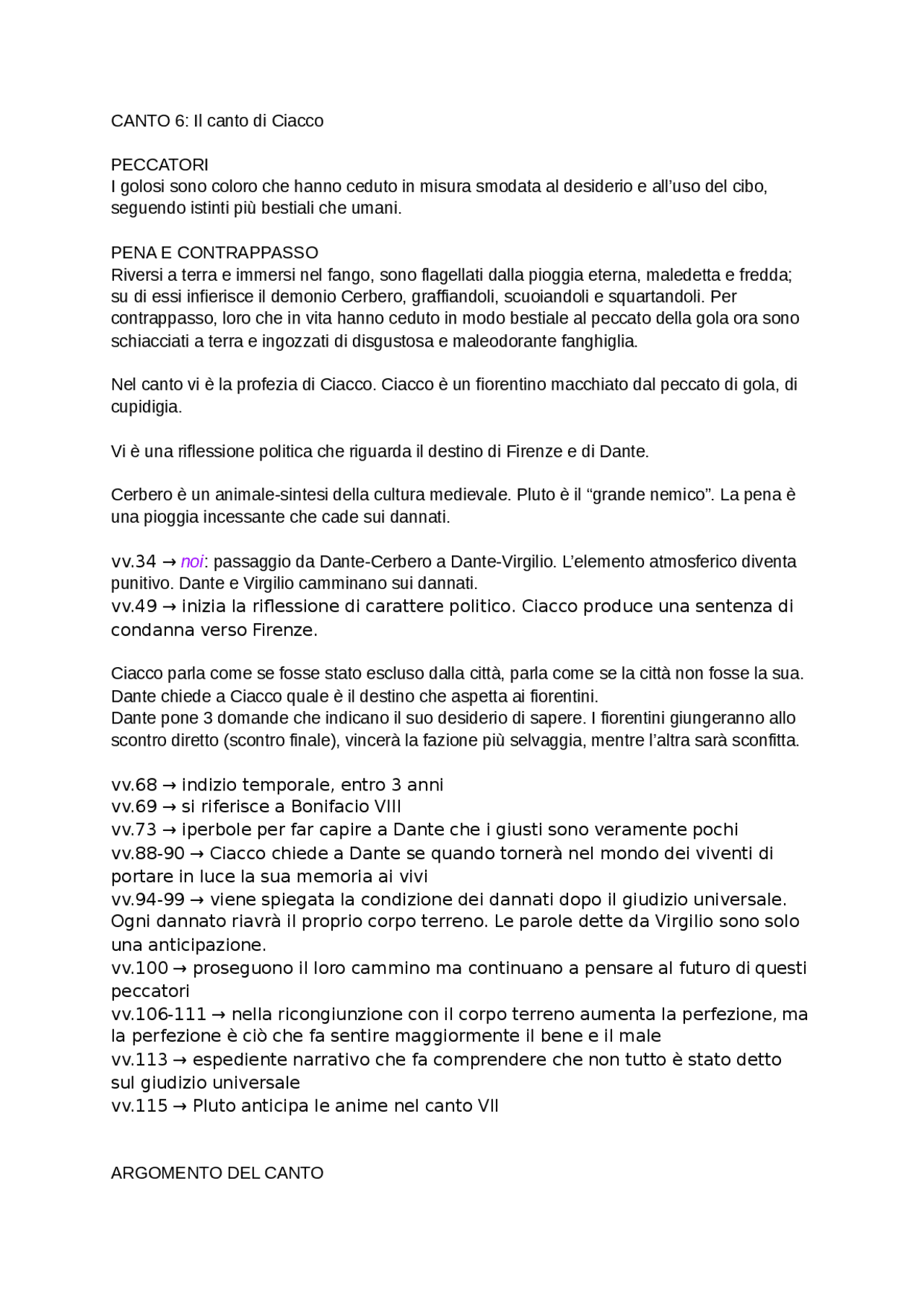 Canto 6, Inferno, Divina Commedia, Dante - Docsity