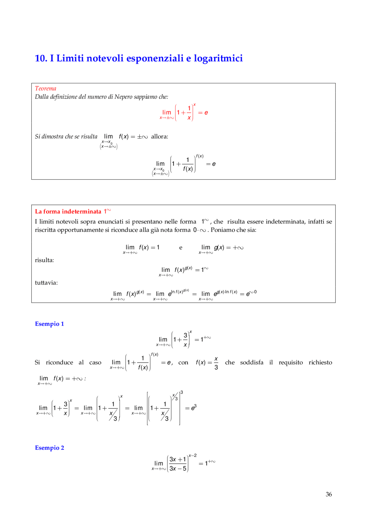 Limiti esponenziali e logaritmi eserci semplice per capire - Docsity
