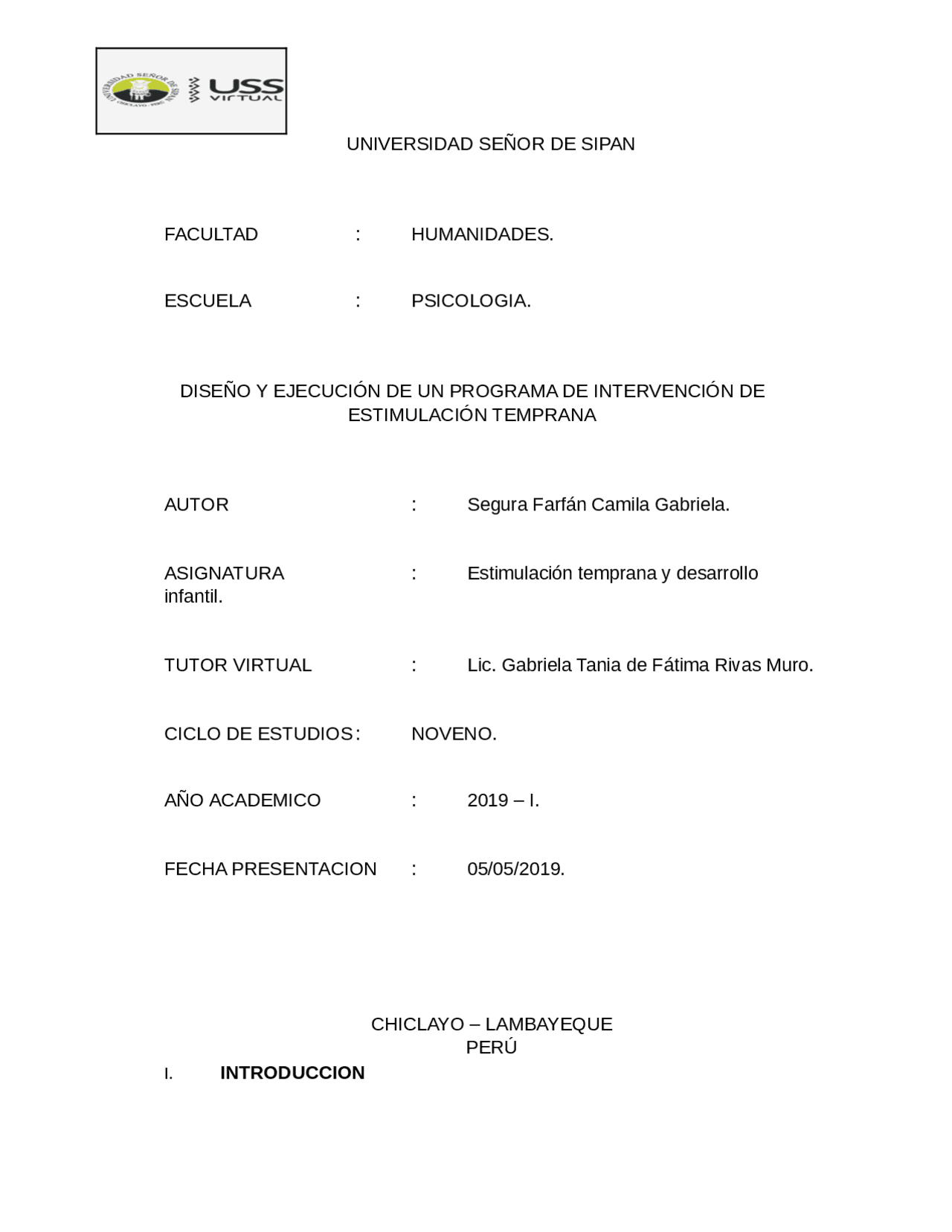 Estimulacion Temprana Docsity