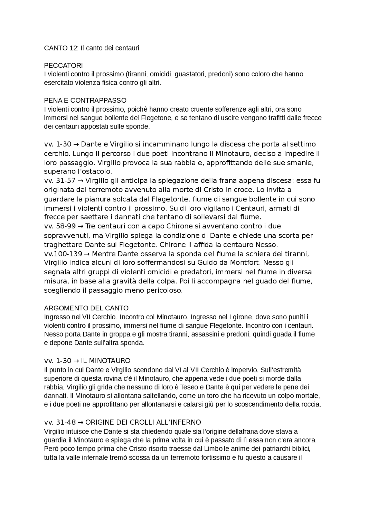 Canto 12, Inferno, Divina Commedia, Dante | Sintesi del corso di ...