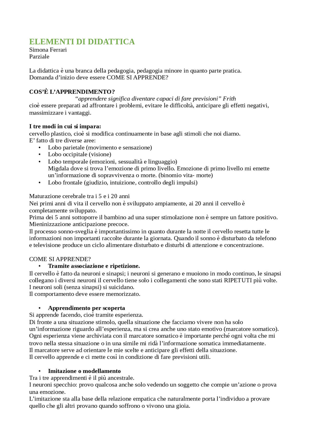 Appunti Elementi Di Didattica Docsity
