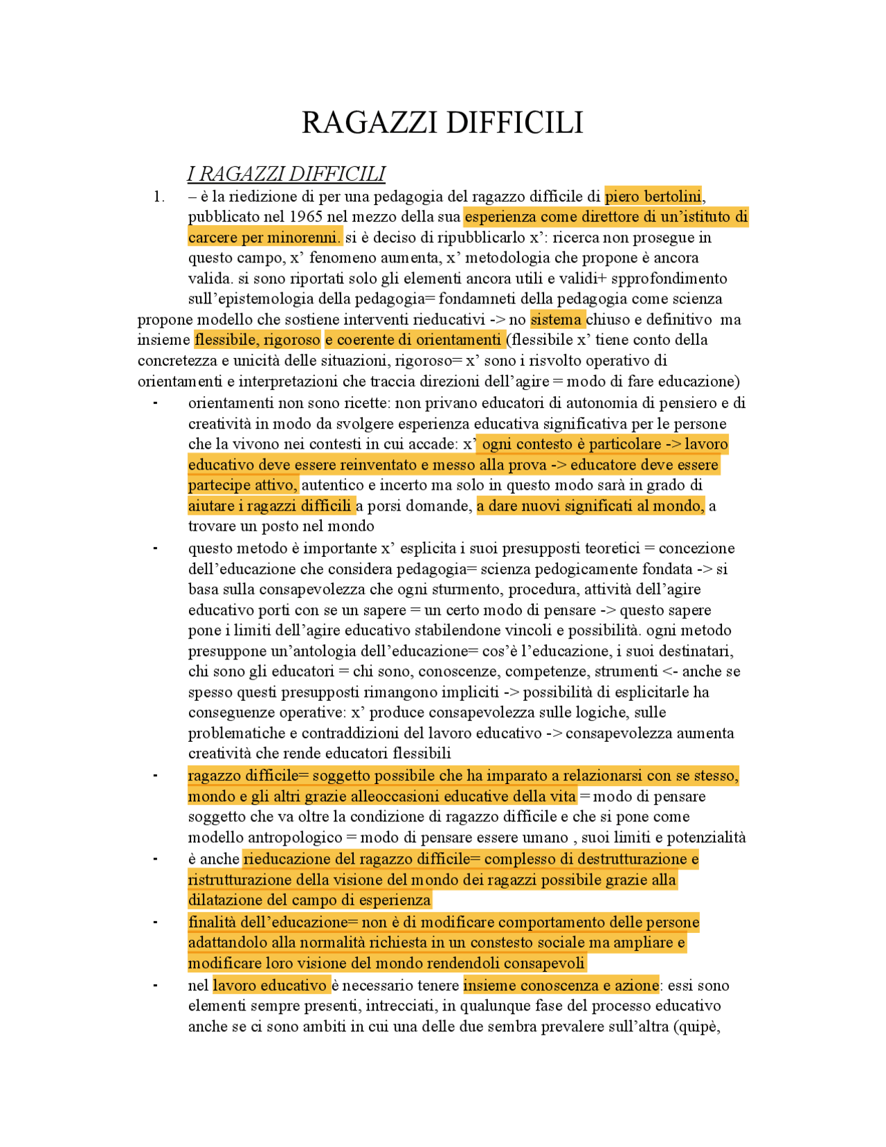 Ragazzi Difficili Pedagogia Interpretativa E Linee Dintervento Docsity