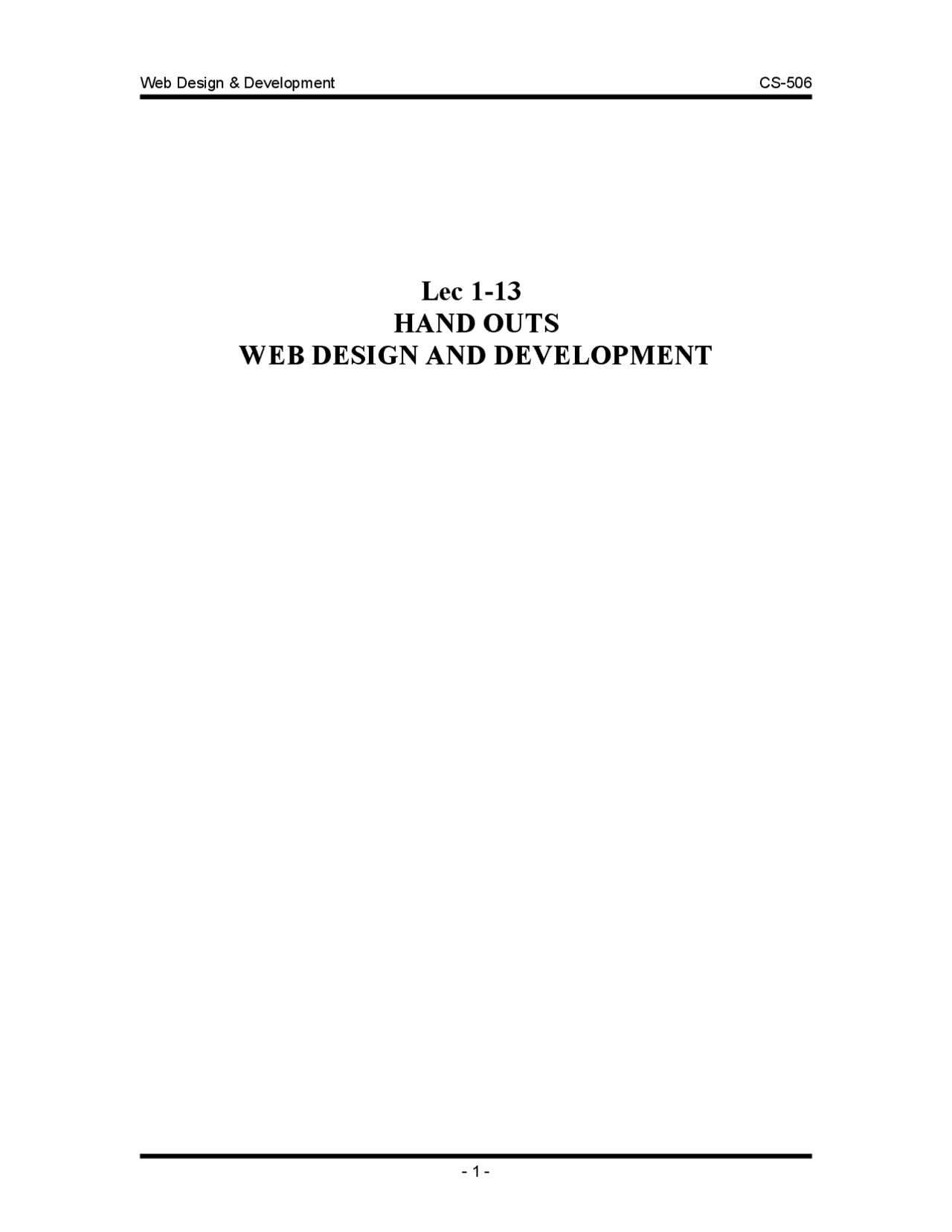 Lectures Of Web Developing System Docsity
