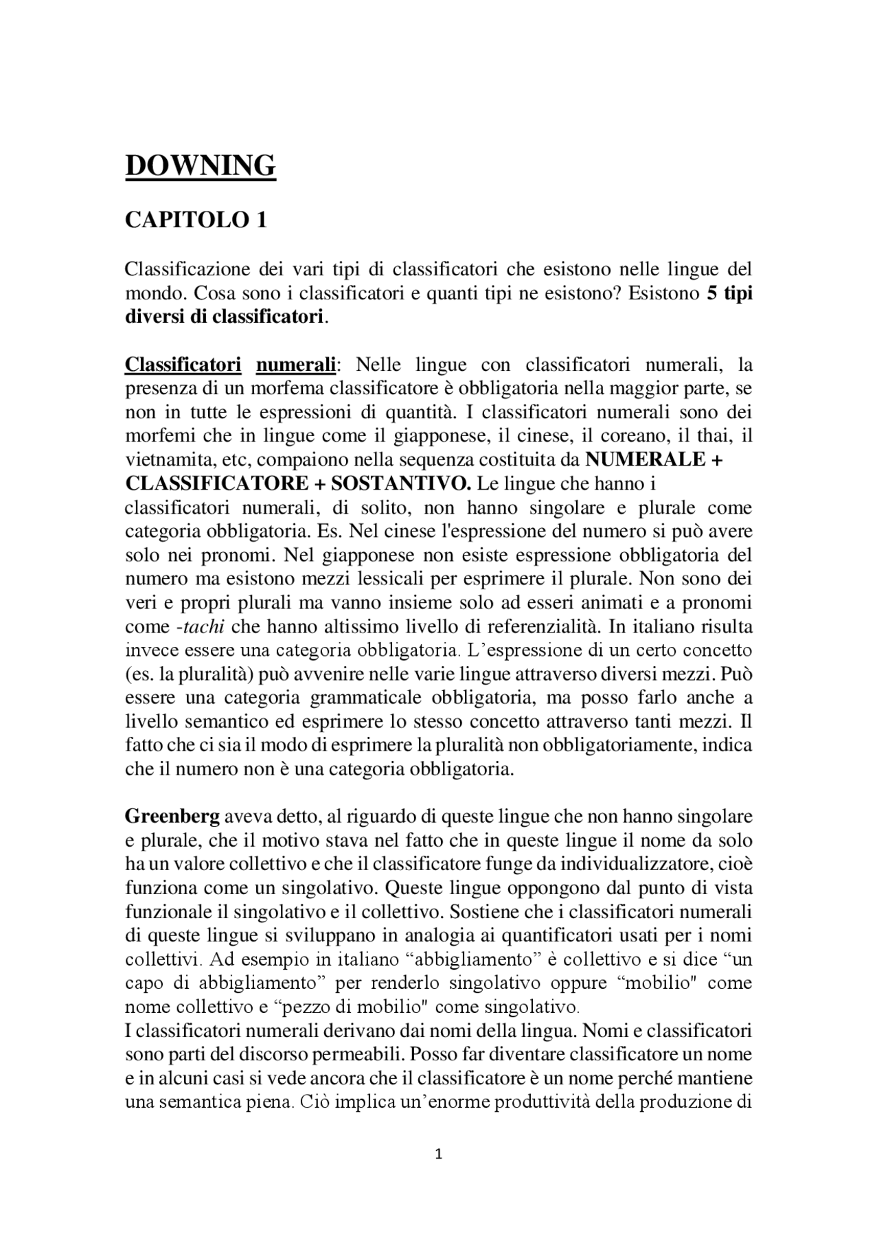 P. Downing RIASSUNTO+APPUNTI numeral classifier system: the case of japanese - Docsity
