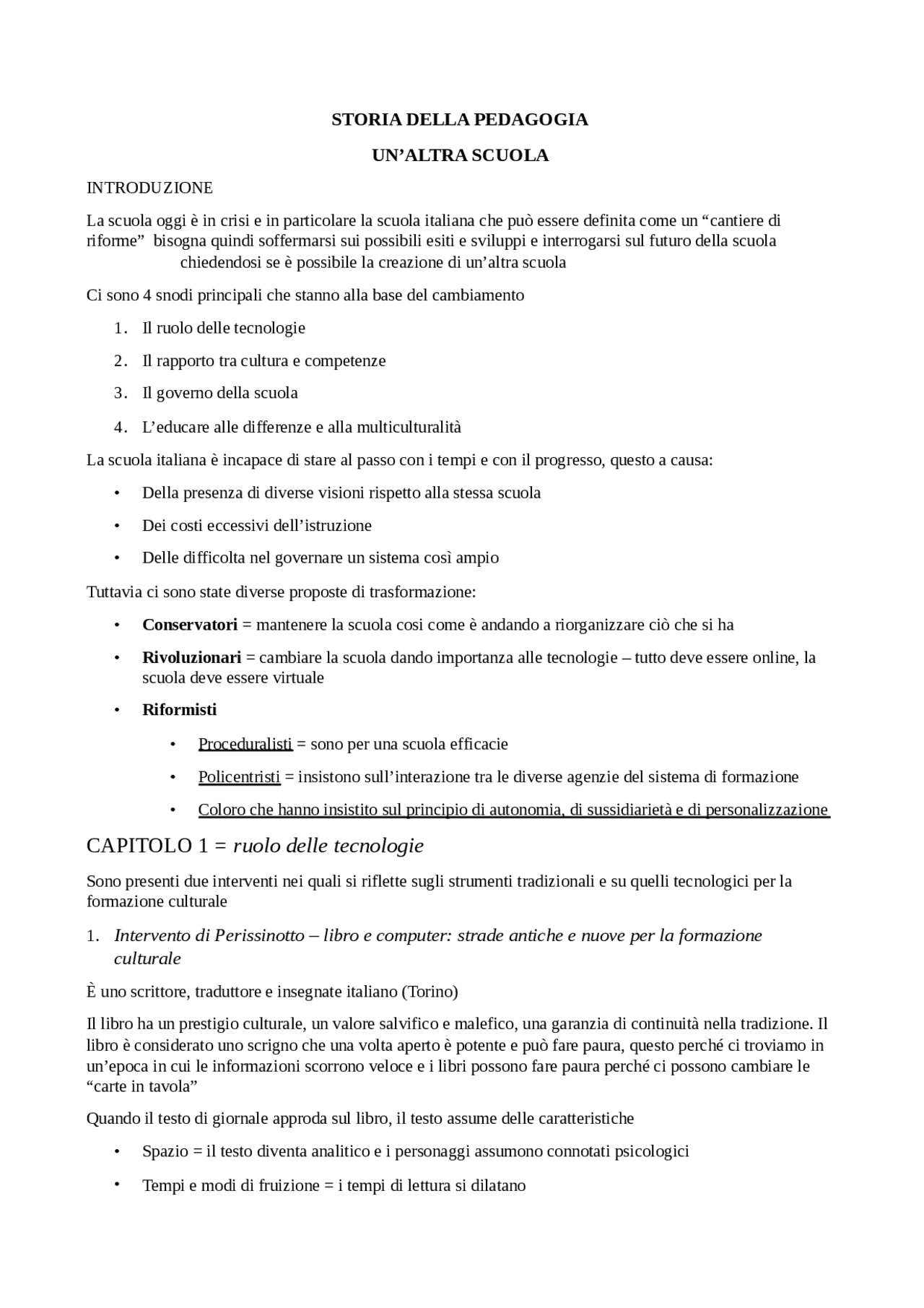 Unaltra Scuola Riassunto Docsity
