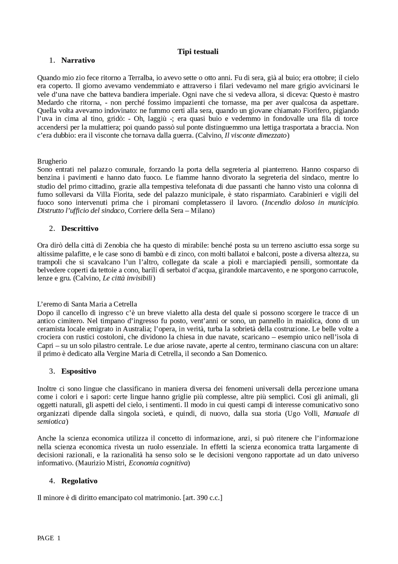 Tipologie Di Testo Docsity