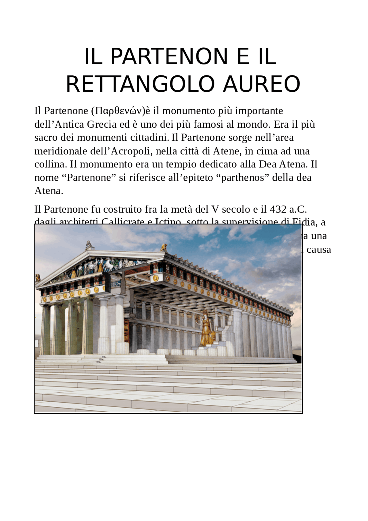 Partenone e le sue caratteristiche - Docsity