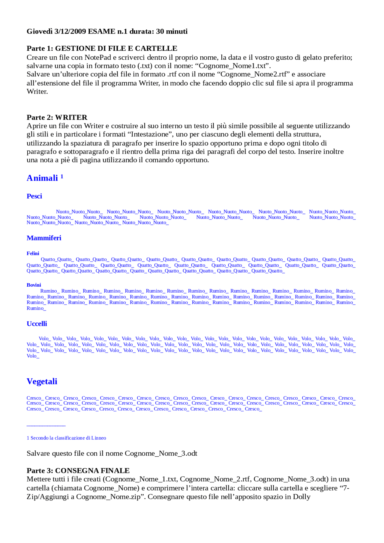 Prova d'esame informatica abilità di base - Docsity