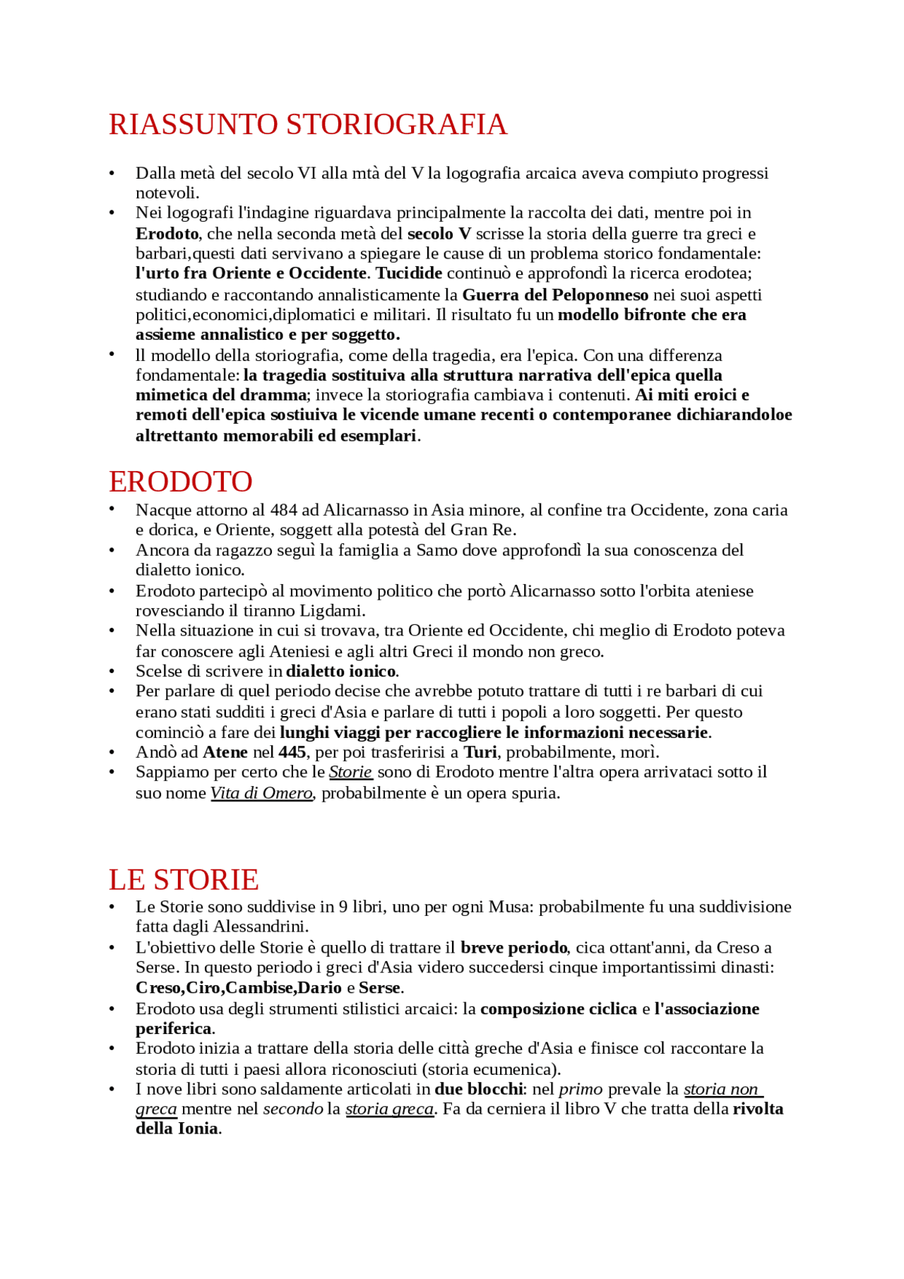 Storiografia greca Erodoto e Tucilide - Docsity