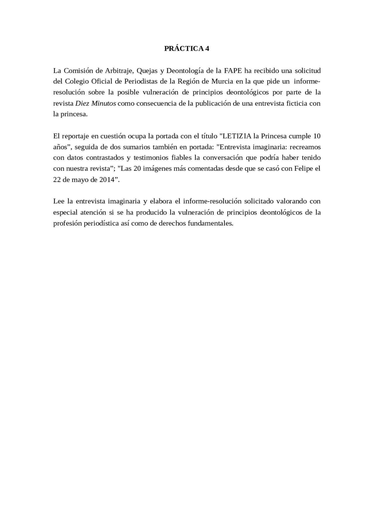 Practica 4 Derecho De La ComunicaciÓn Docsity