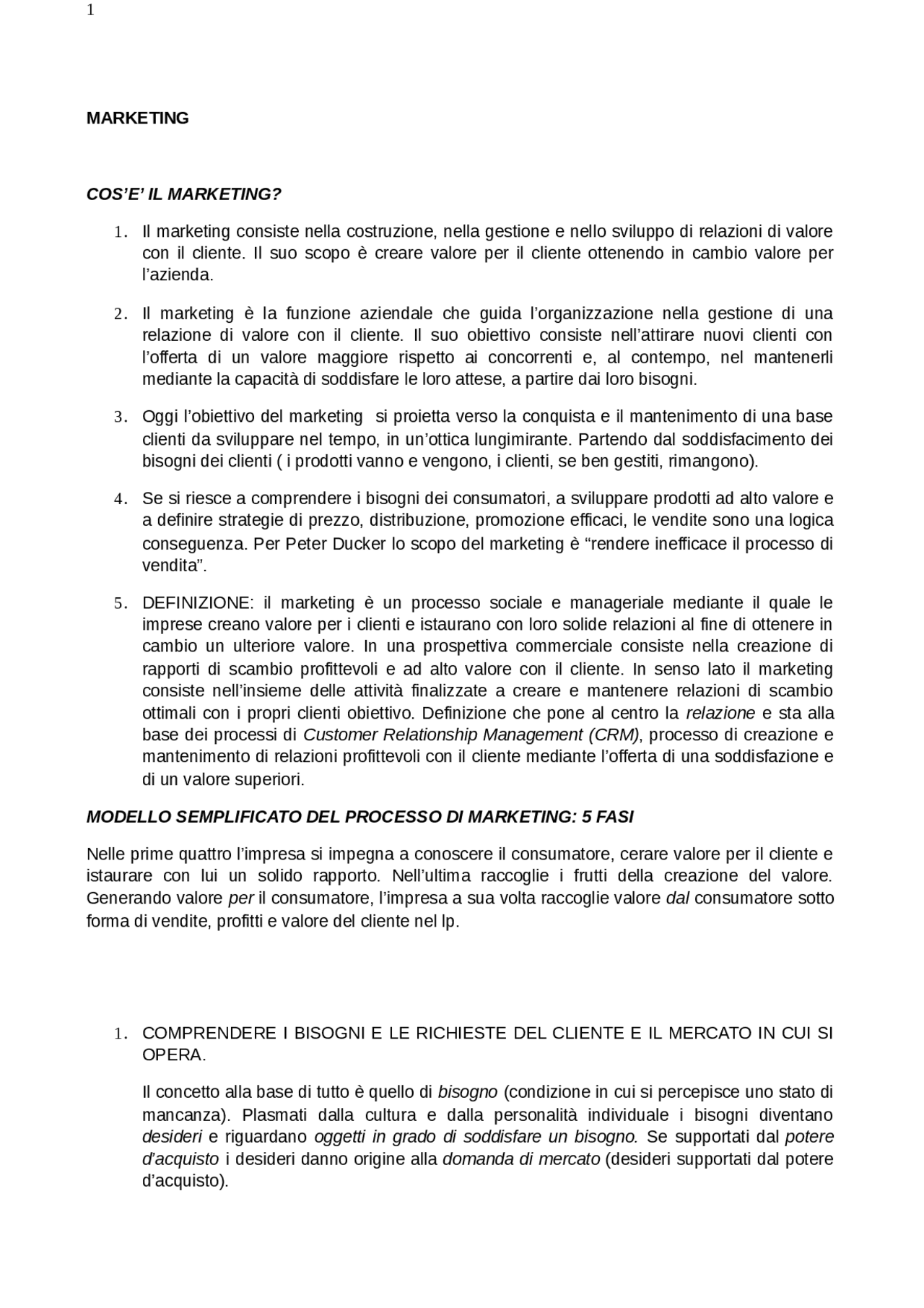 Marketing Riassunto Docsity