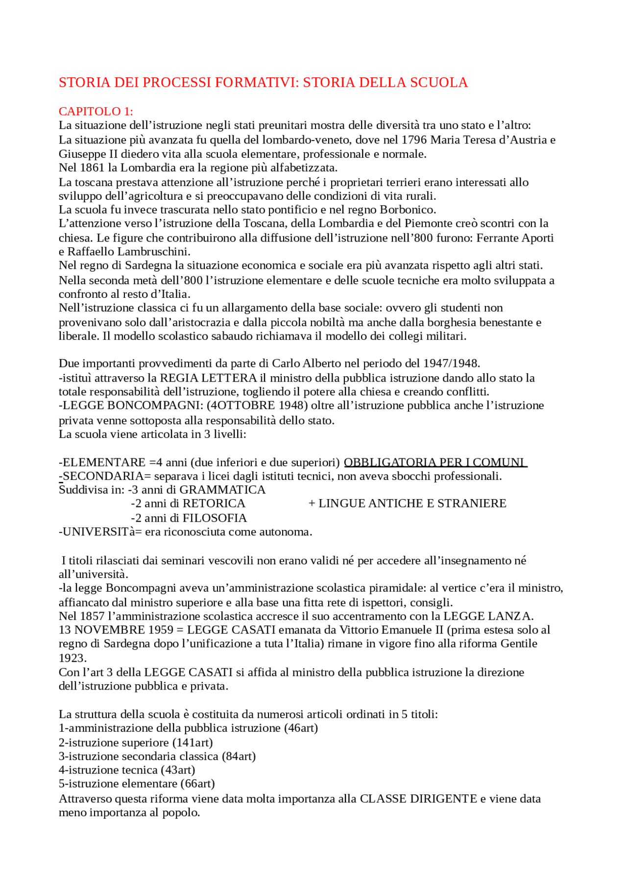 Storia Della Scuola Di Storia Dei Processi Formativi Docsity