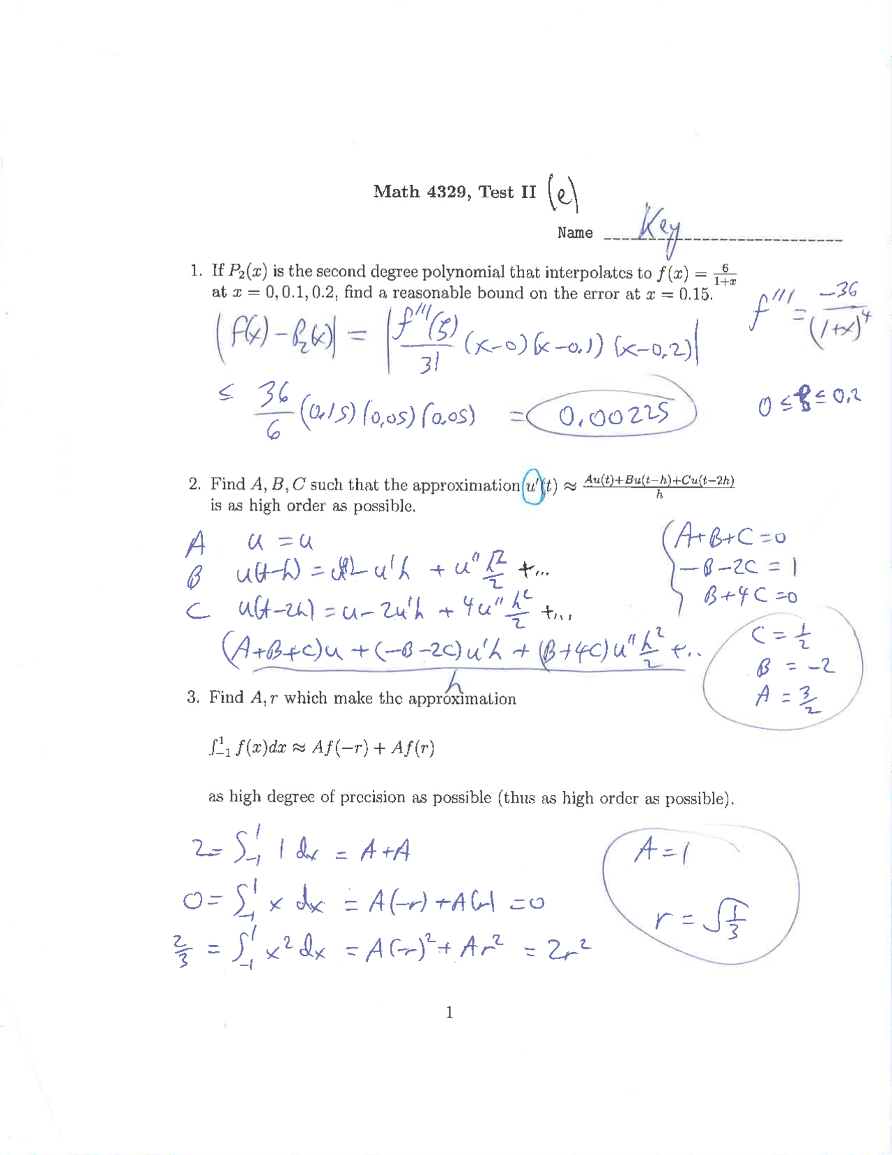 Numerical Analysis for Undergraduate | Exercises Mathematical Methods for Numerical Analysis and ...