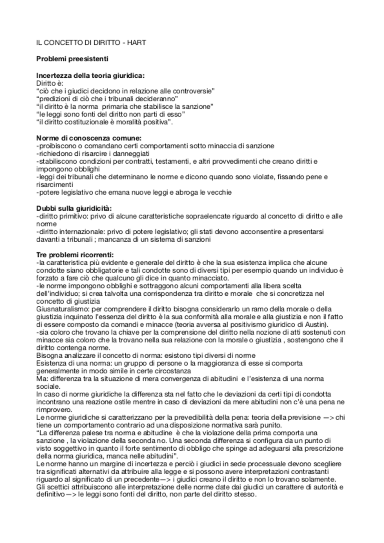 Il Concetto Di Diritto Hart Docsity