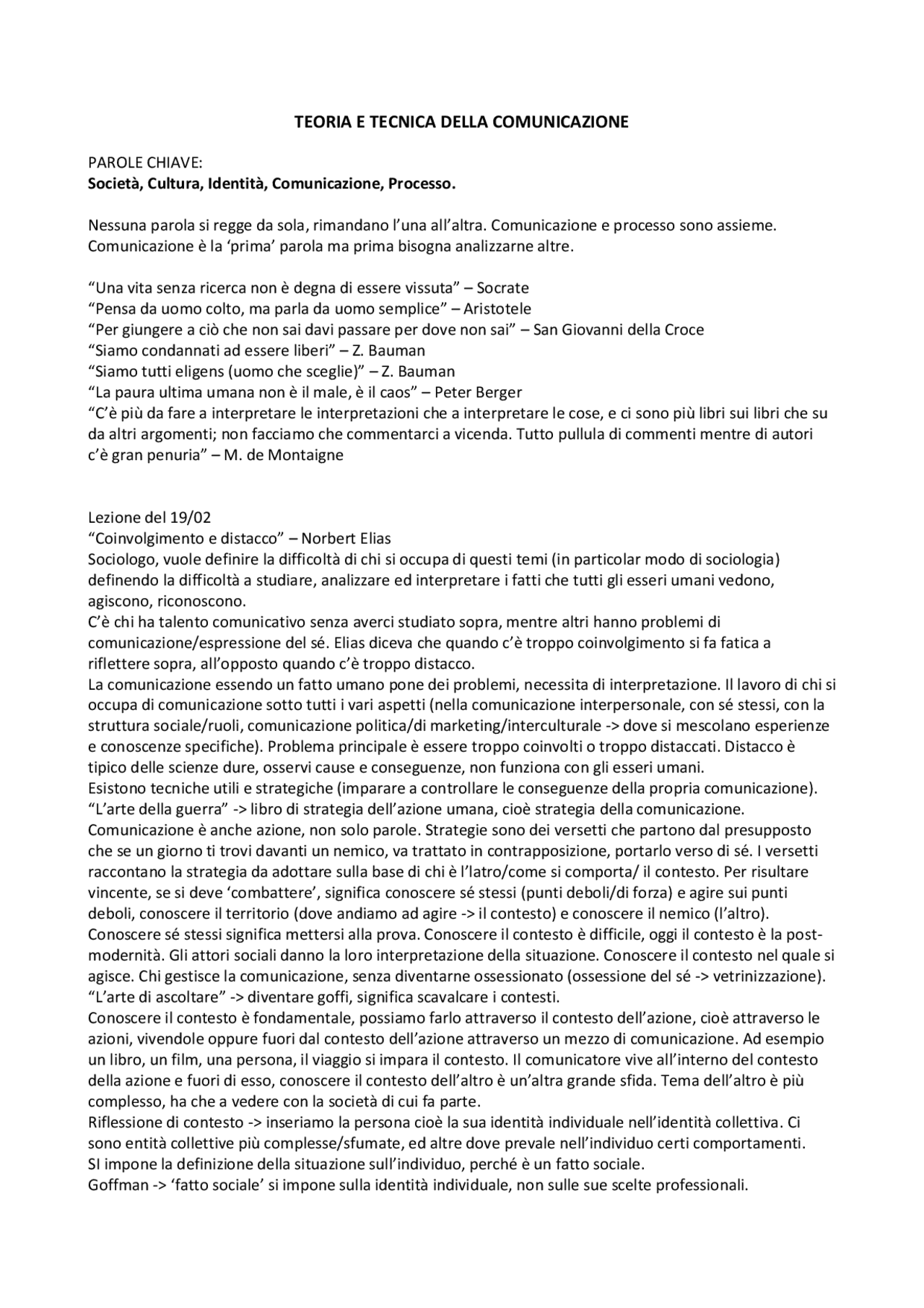 Teoria E Tecnica Della Comunicazione Ttc Docsity