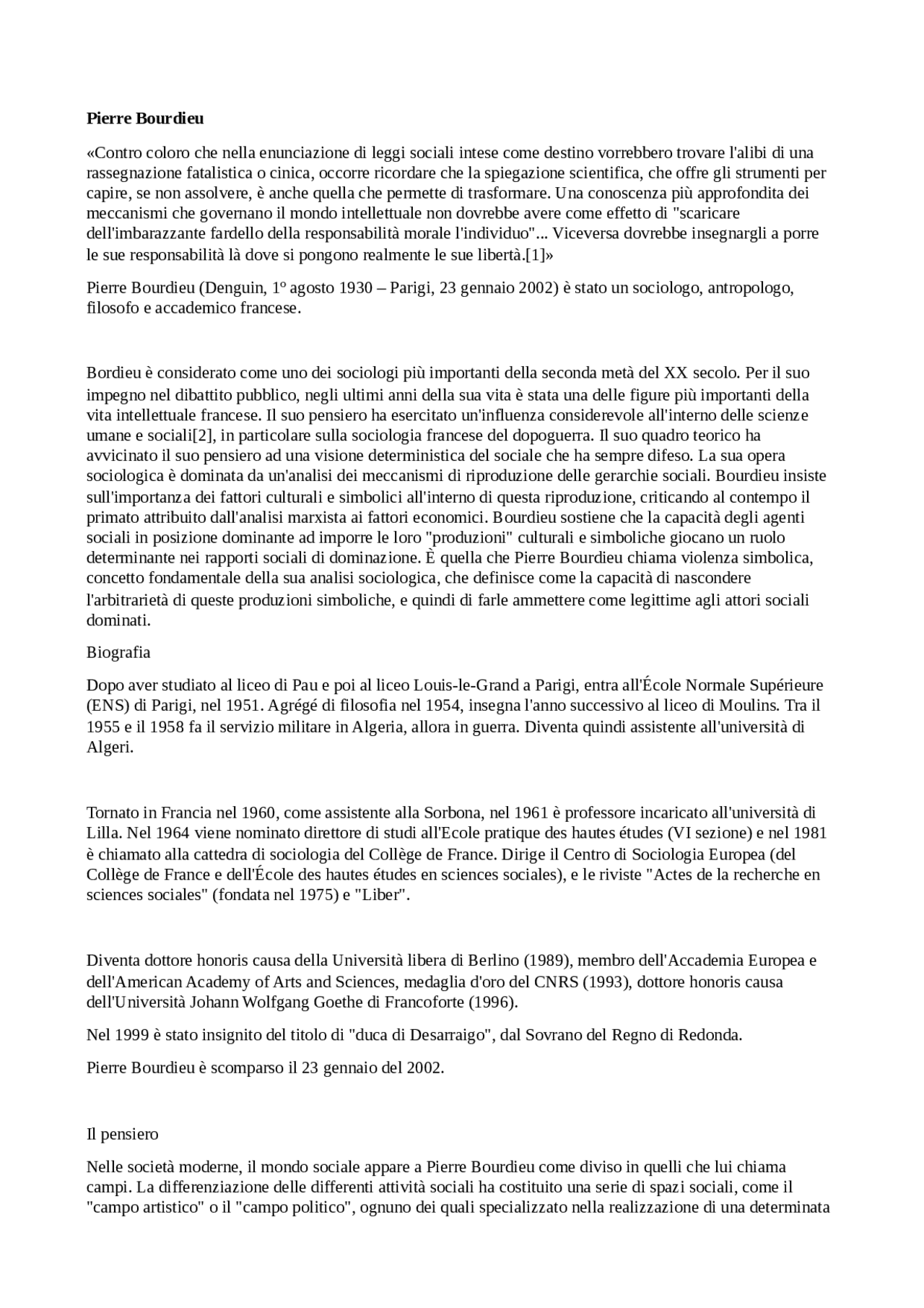 Sintesi Di Esame Pierre Bourdieu Docsity
