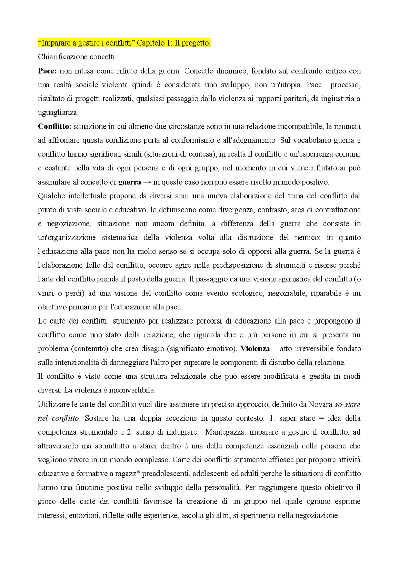 Imparare A Gestire I Conflitti Docsity