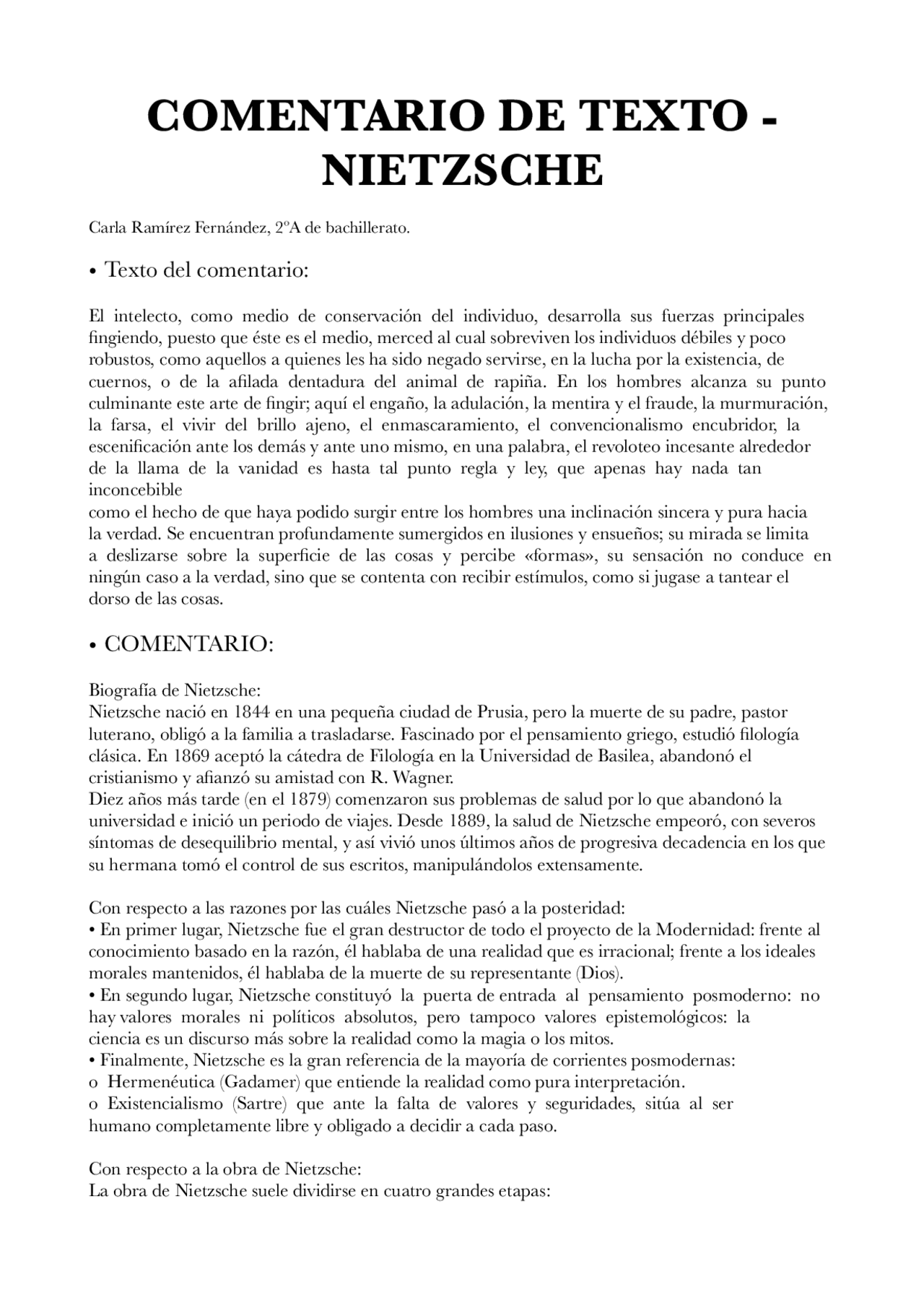 Comentario De Texto De Nietzsche Monografías Ensayos De Filosofía