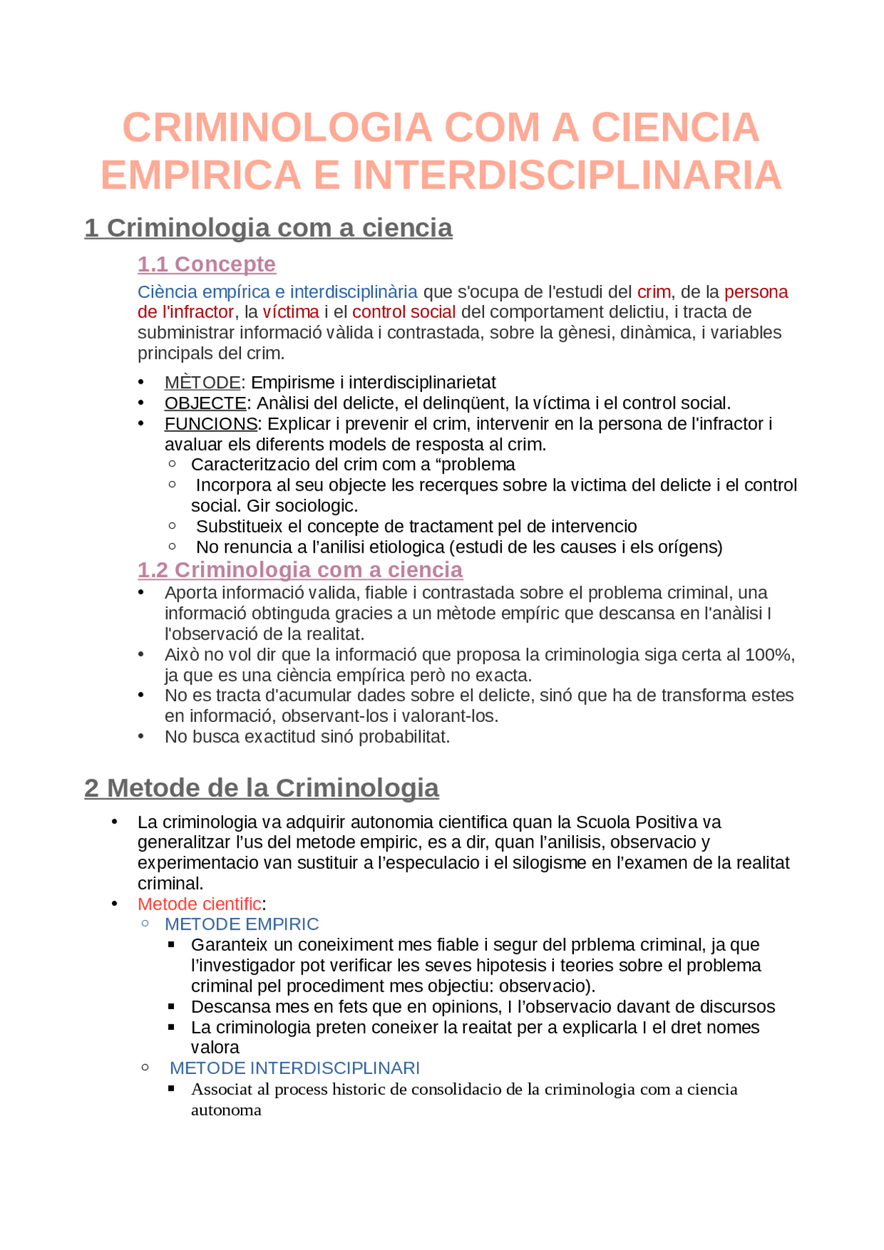 Apuntes Criminologia I Docsity