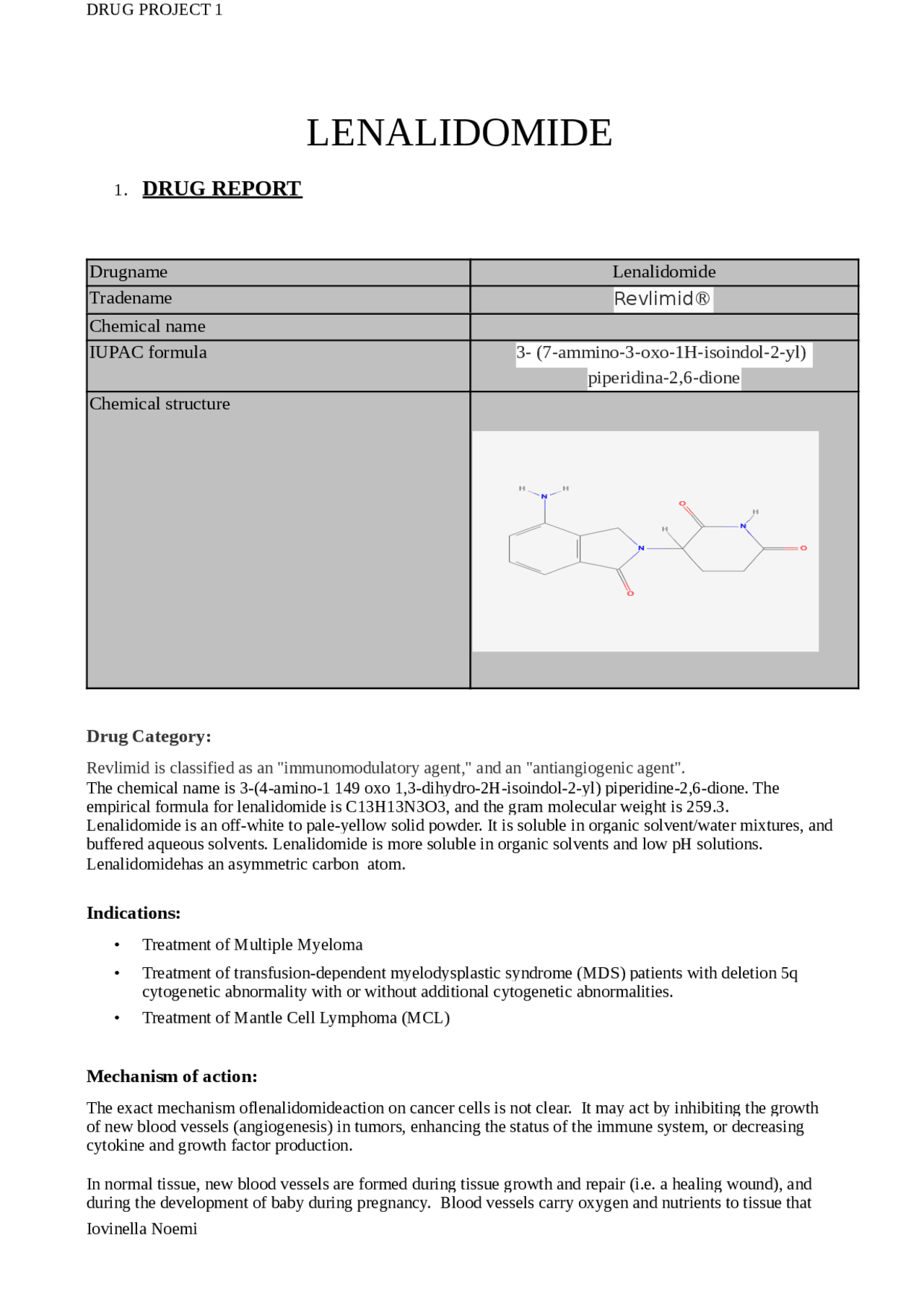 Lenalidomide-Drug report - Docsity