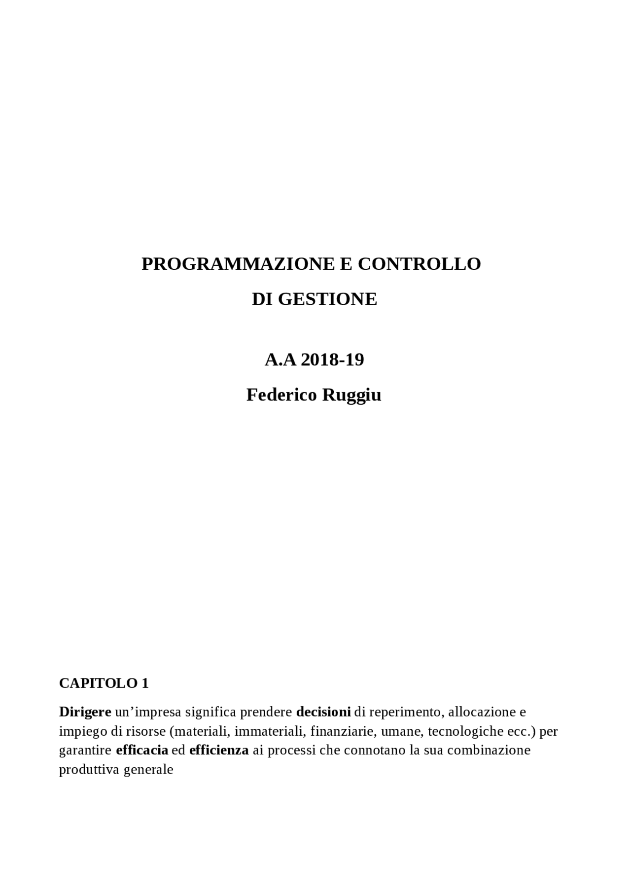 Programazione E Controllo Di Gestione Docsity