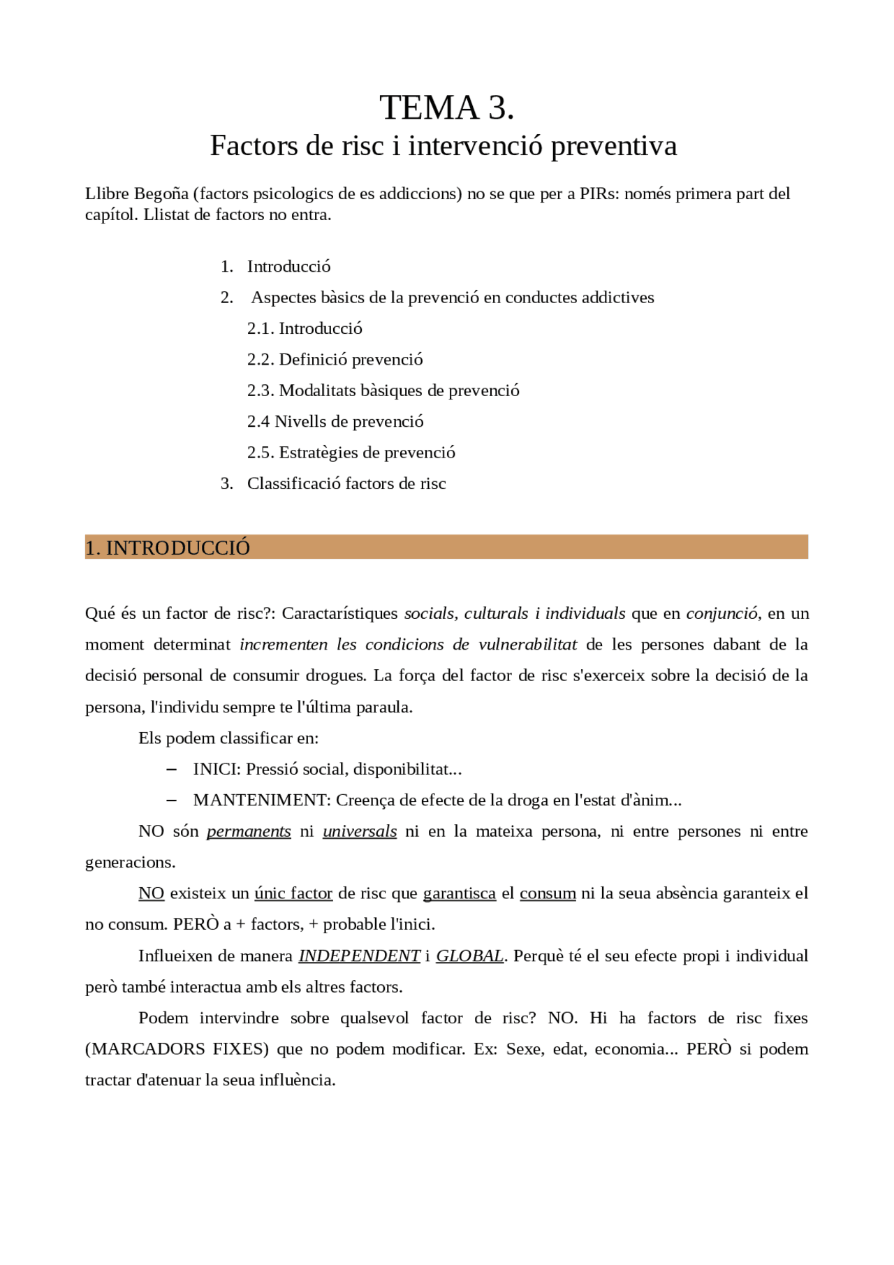 Tema 3 Factors De Risc Docsity