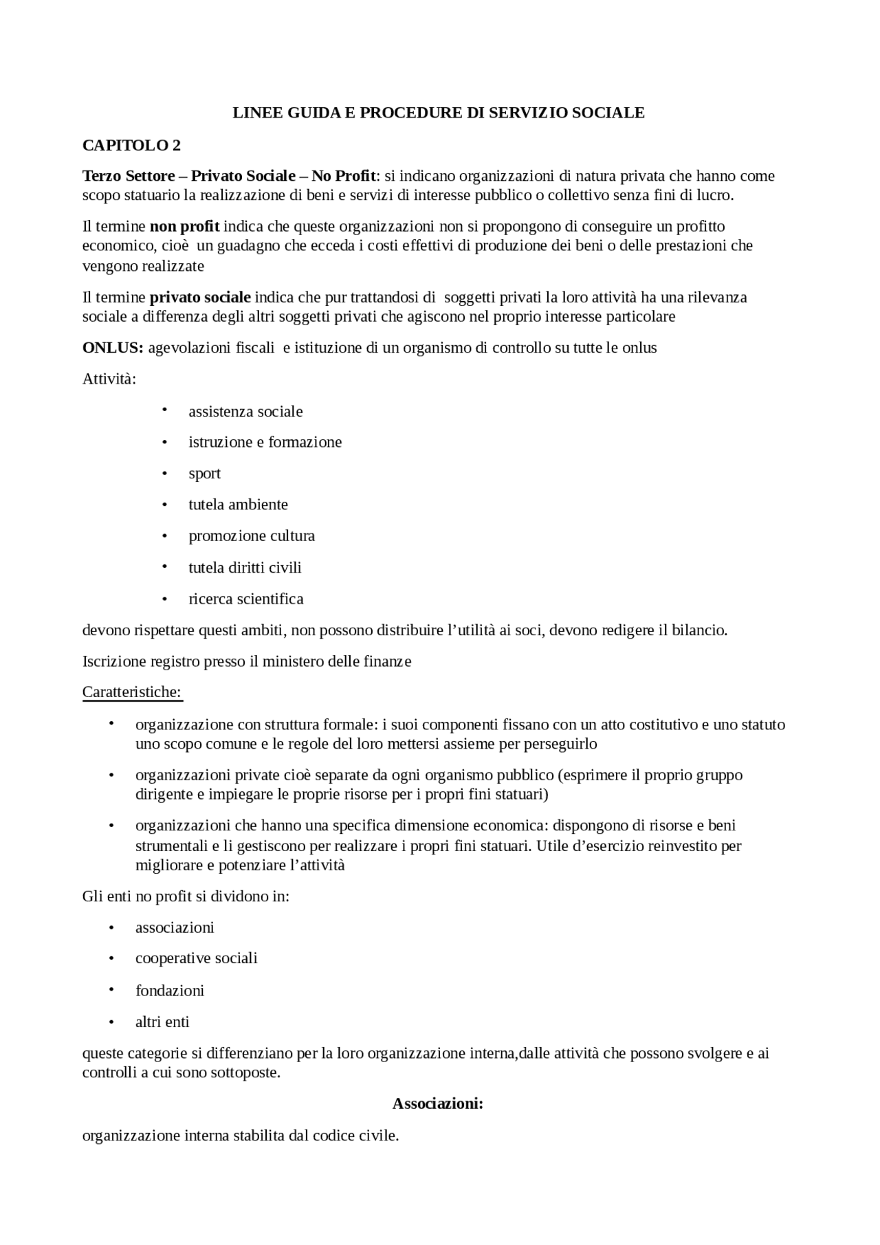 Linee guida e procedure di servizio sociale - Docsity