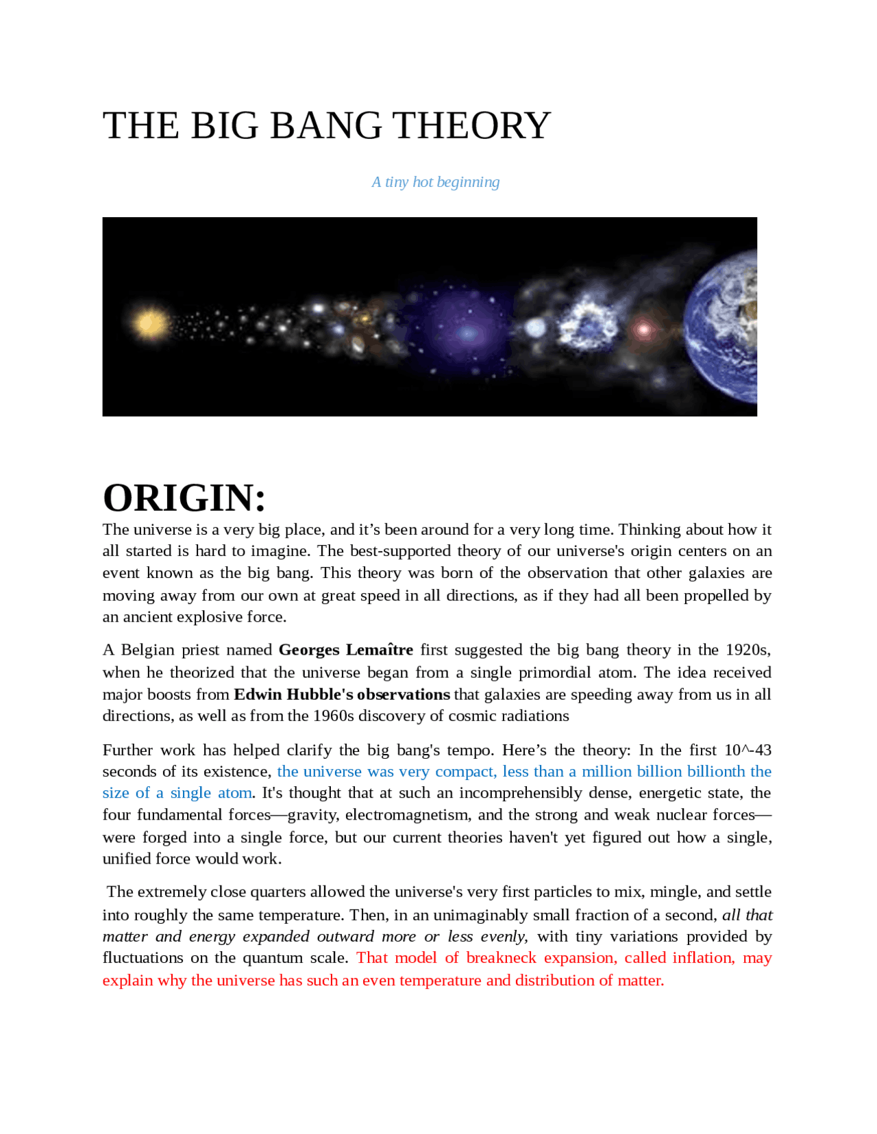 Formation Of Universe Docsity