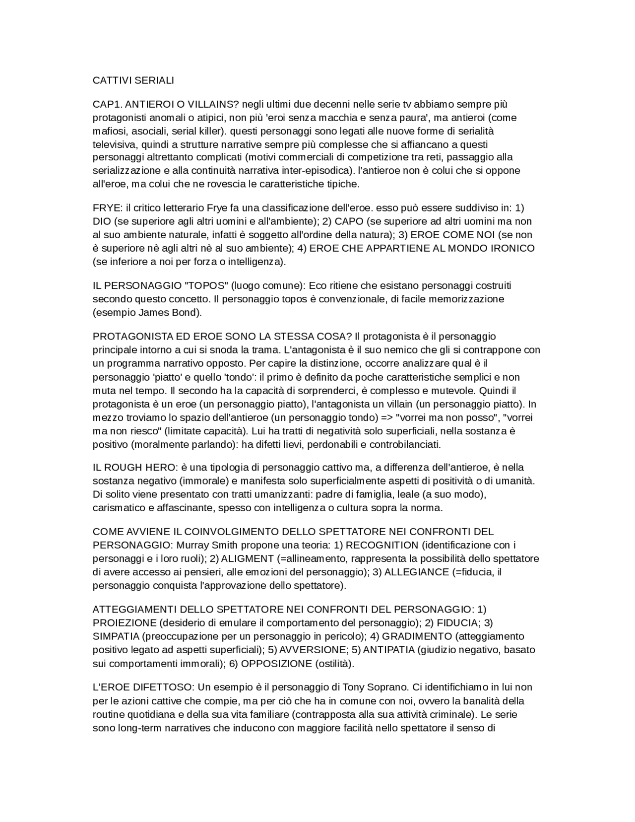 Cattivi Seriali Riassunto Docsity