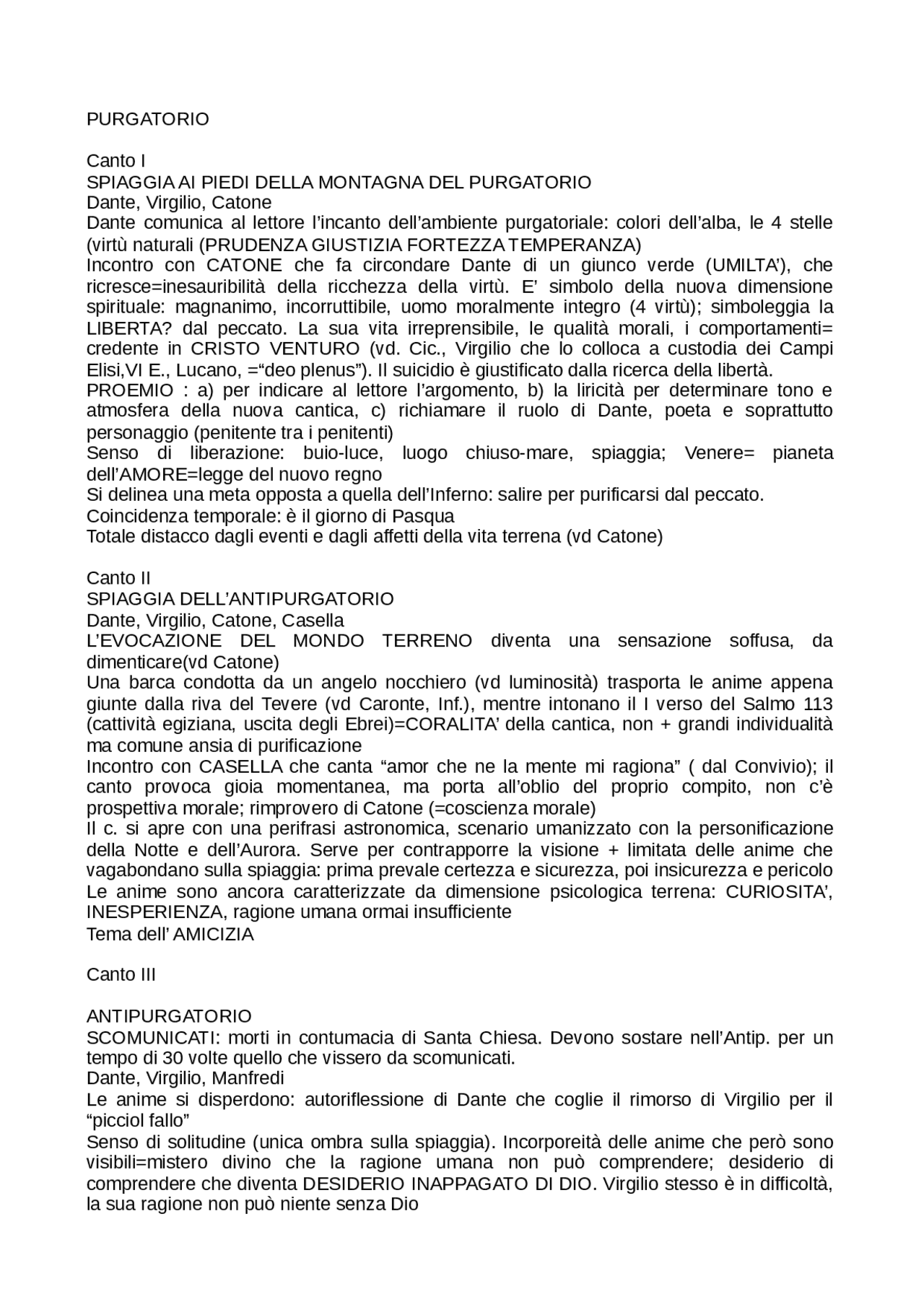 Riassunti Divina Commedia Docsity